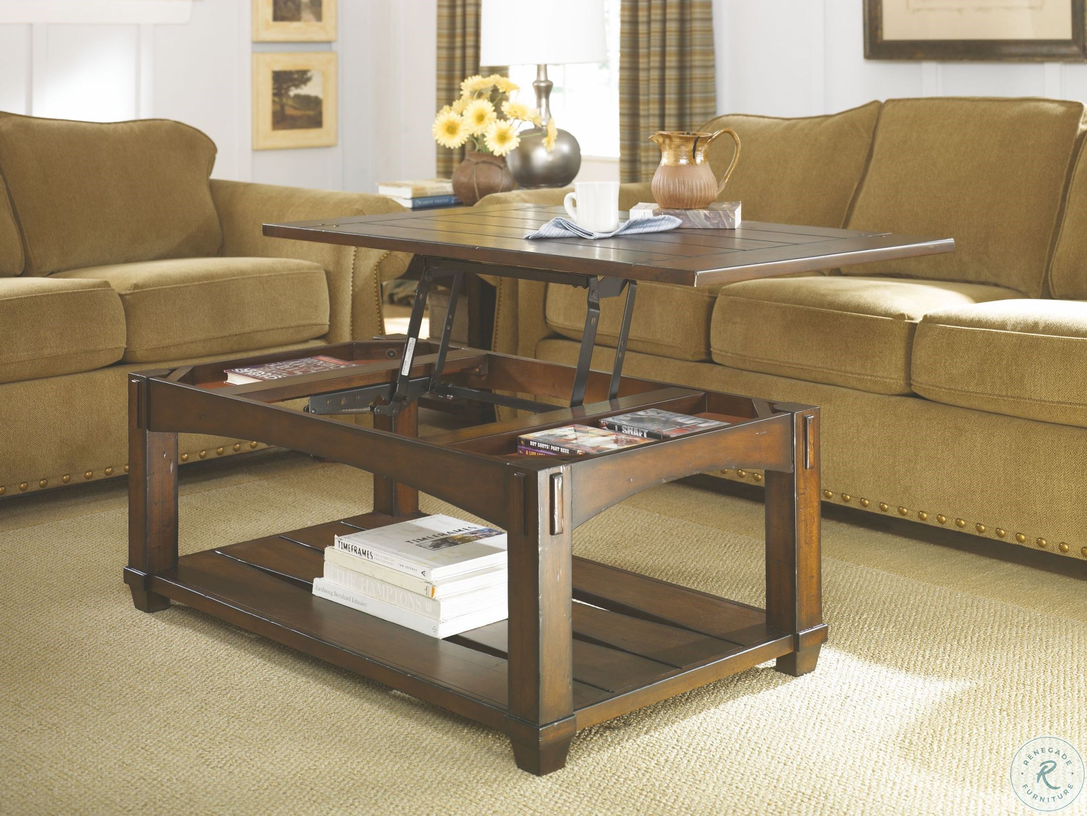 Tacoma Medium Brown Rectangular Lift-Top Cocktail Table ...