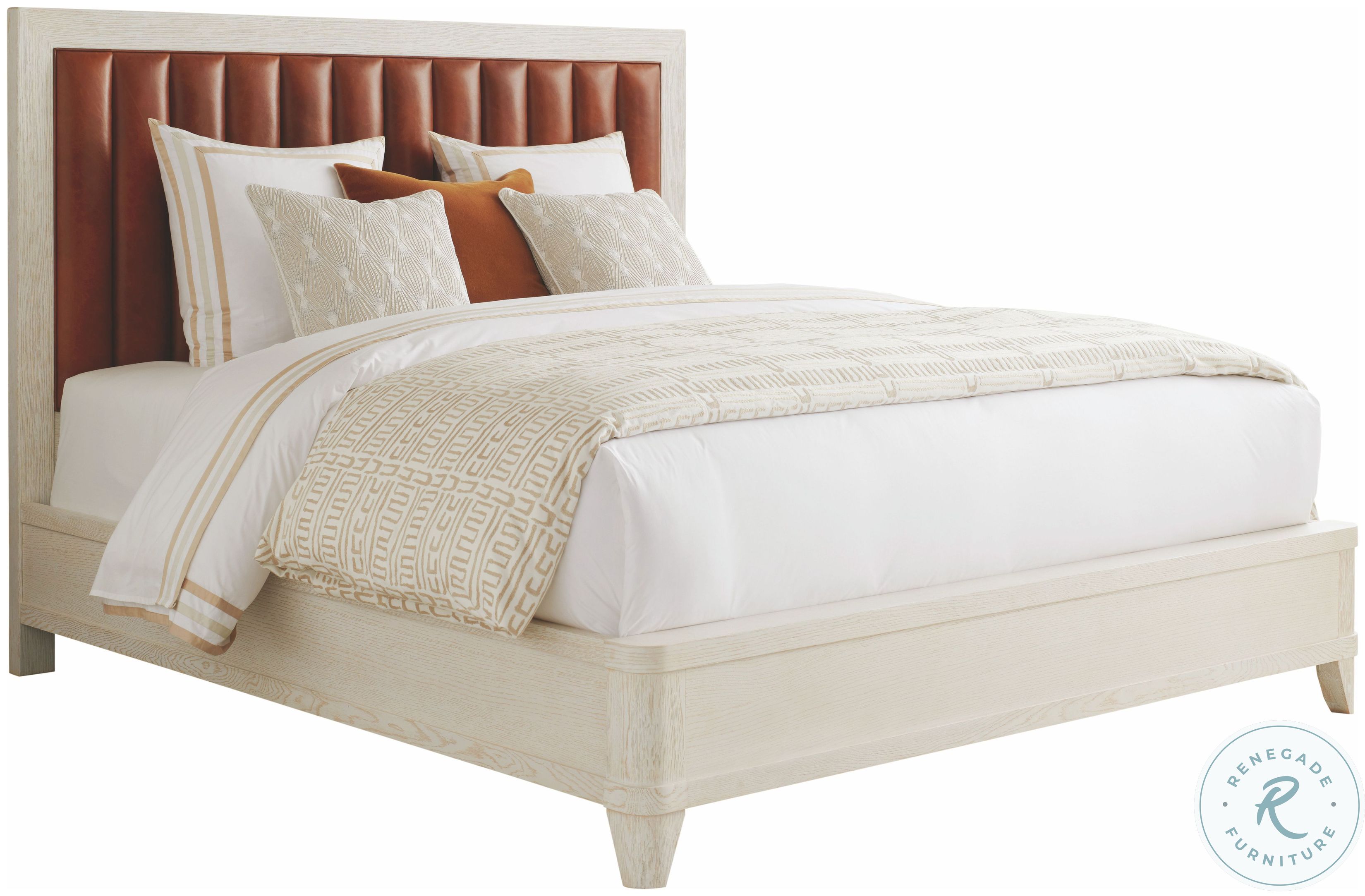 Carmel White And Burnished Tan Cambria Cal. King Upholstered Panel Bed ...