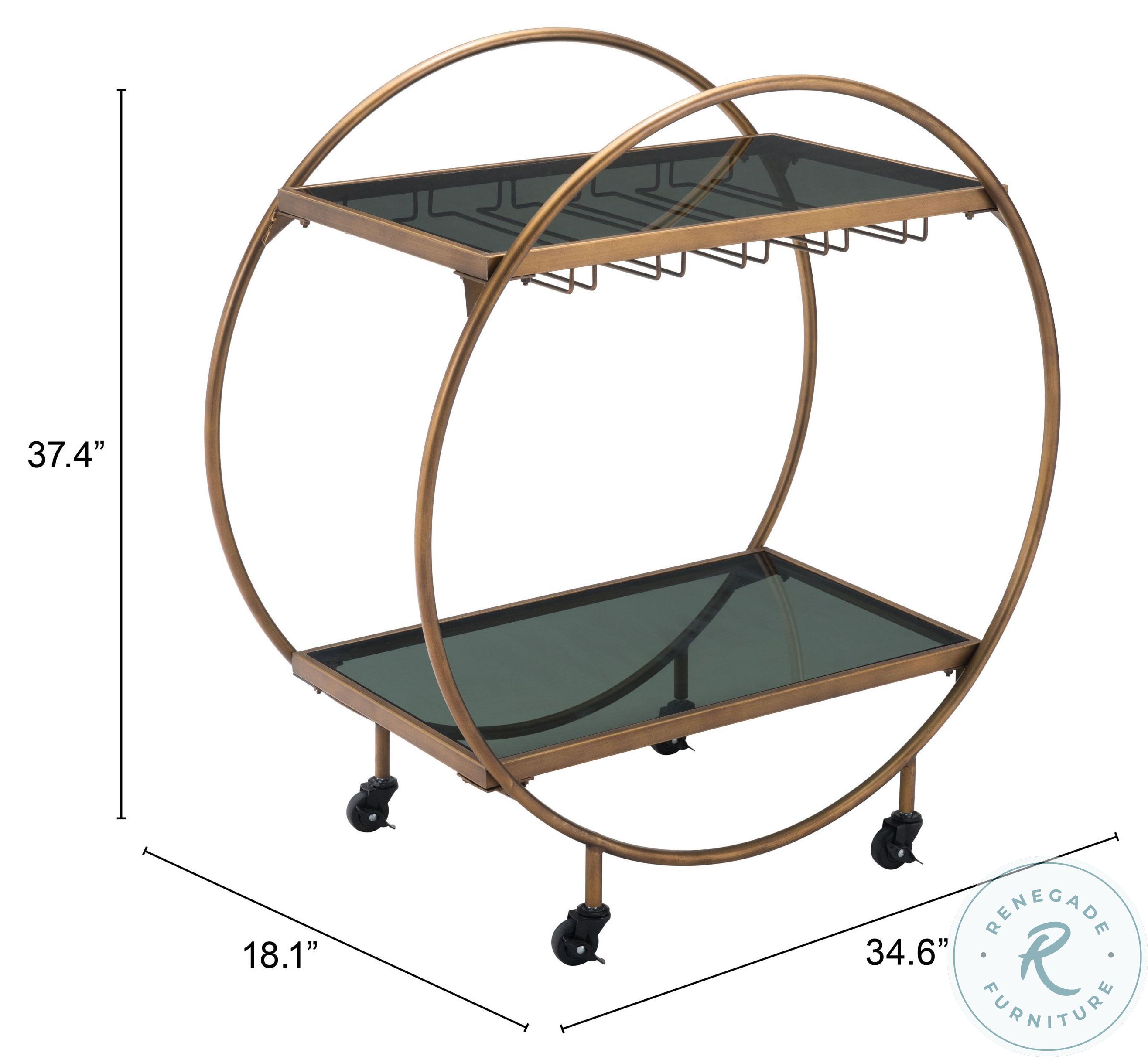 Arc Gold And Black Bar Cart | HomeGalleryStores.com | 101501