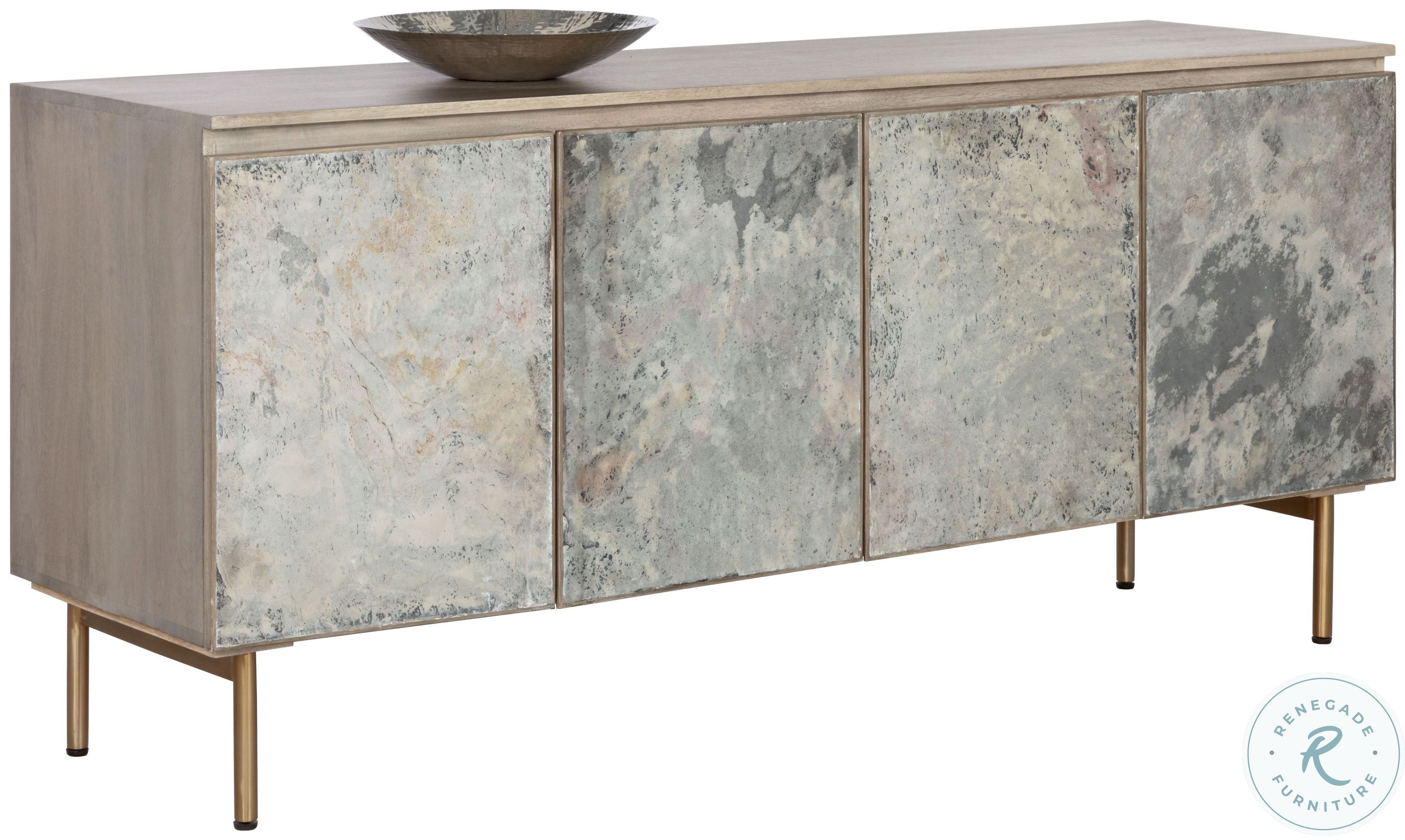 Mirabelli Gray And Brass Stainless Steel Sideboard | HomeGalleryStores ...