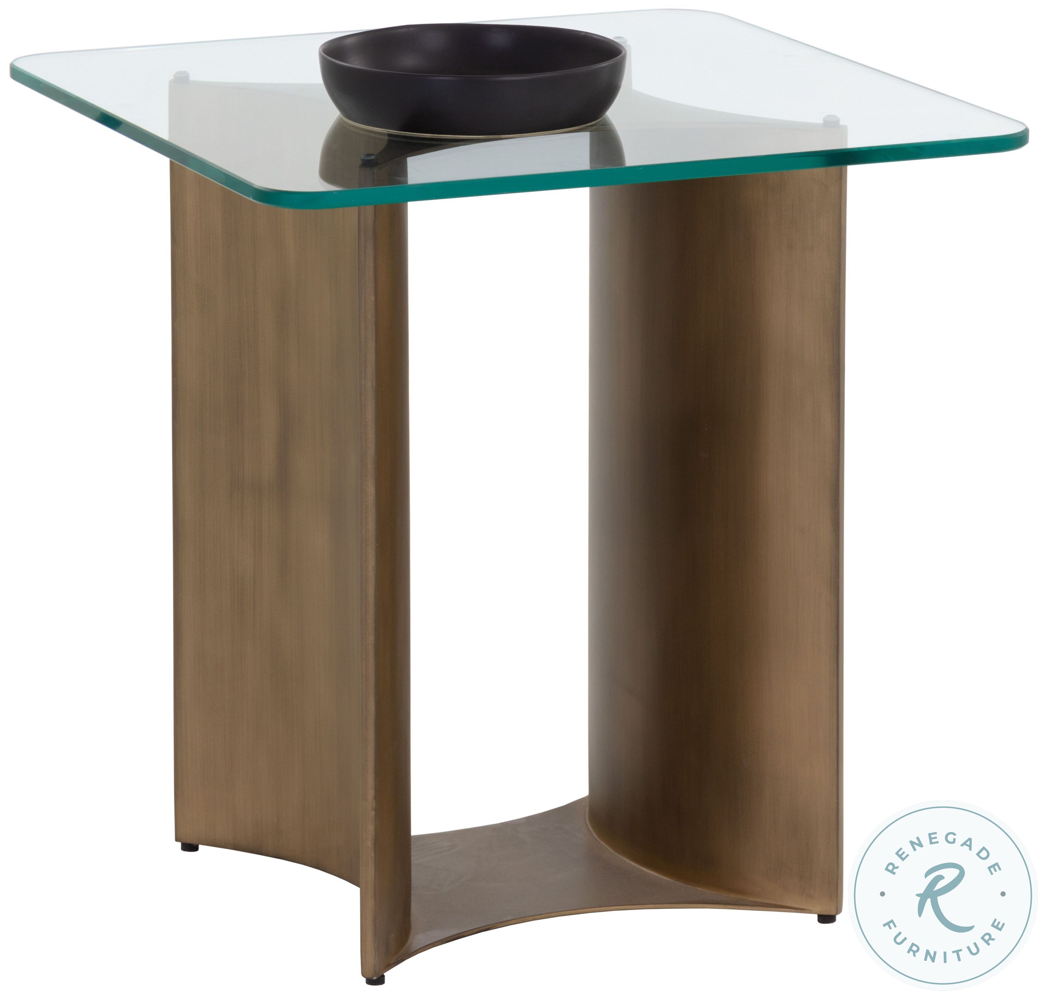 Denver Clear And Antique Brass End Table From Sunpan | Coleman Furniture