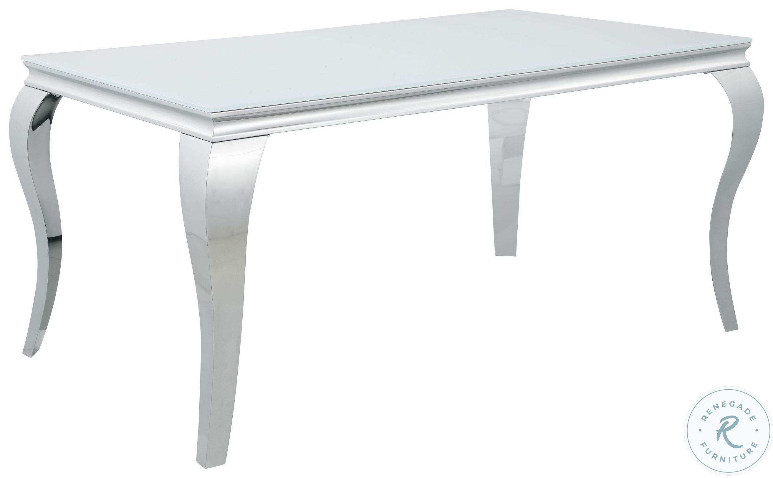 Carone White And Chrome 61" Dining Table | HomeGalleryStores.com | 115091