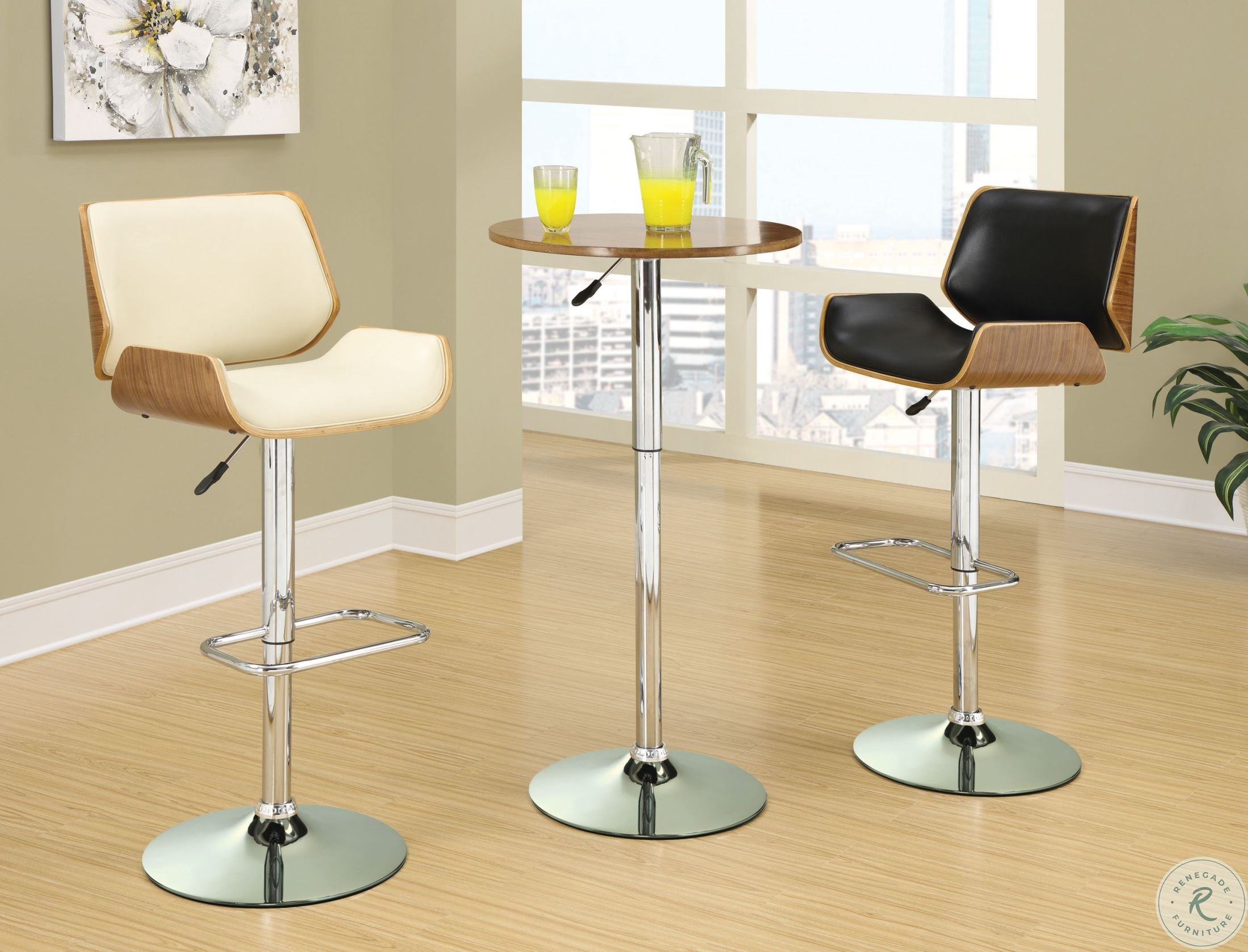 130502 Black Upholstered Adjustable Bar Stool | HomeGalleryStores.com ...