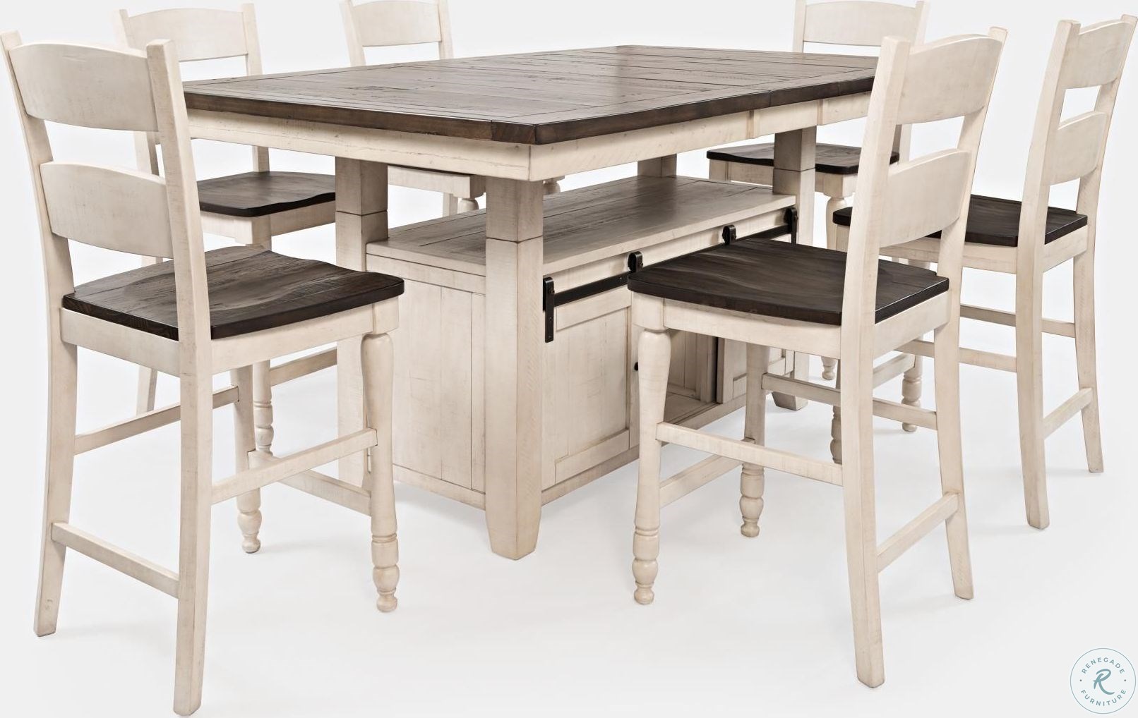 Madison County Vintage White Extendable Counter Height Dining Room Set ...