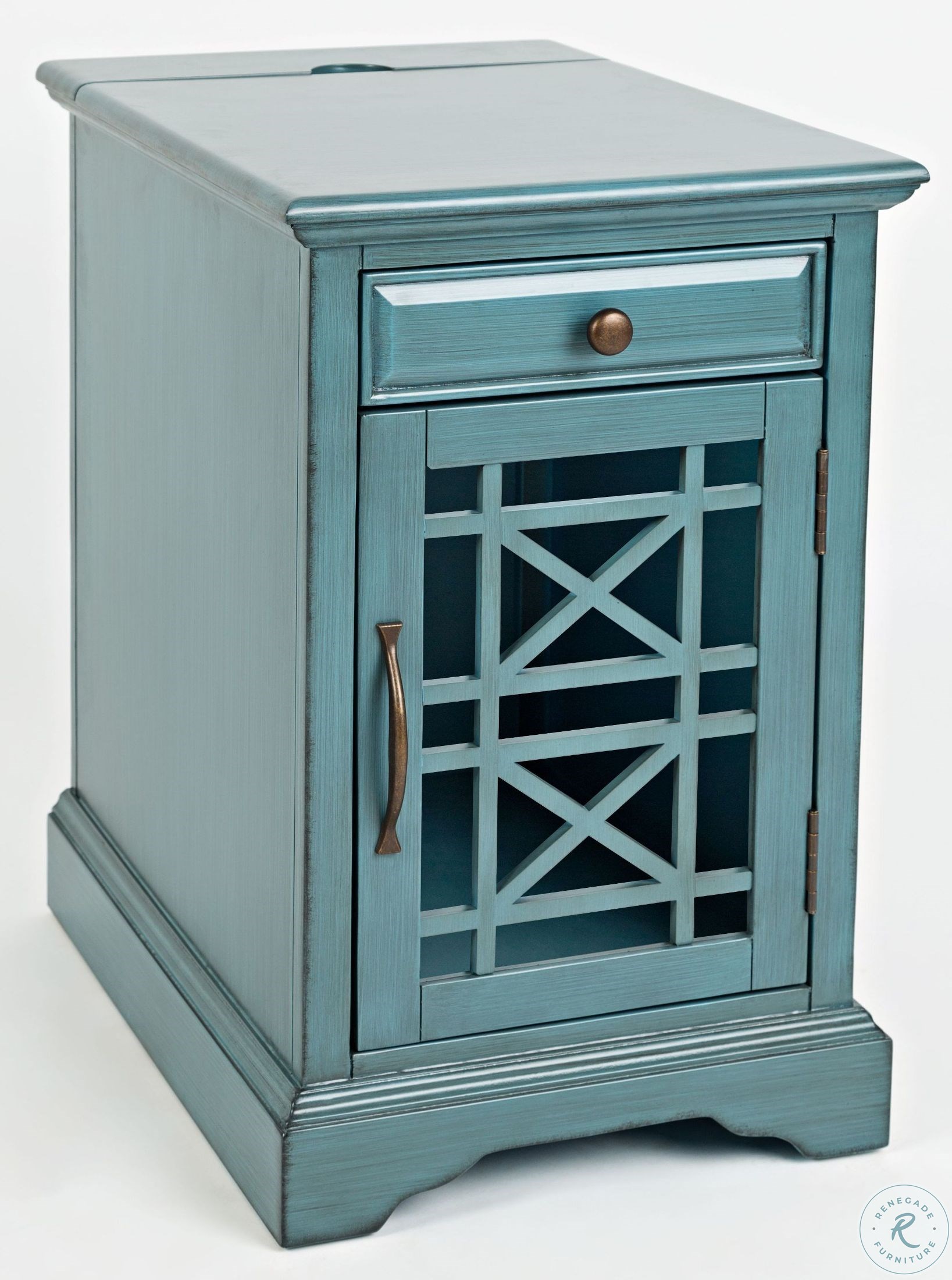 Craftsman Antique Blue Power Chairside Table | HomeGalleryStores.com ...