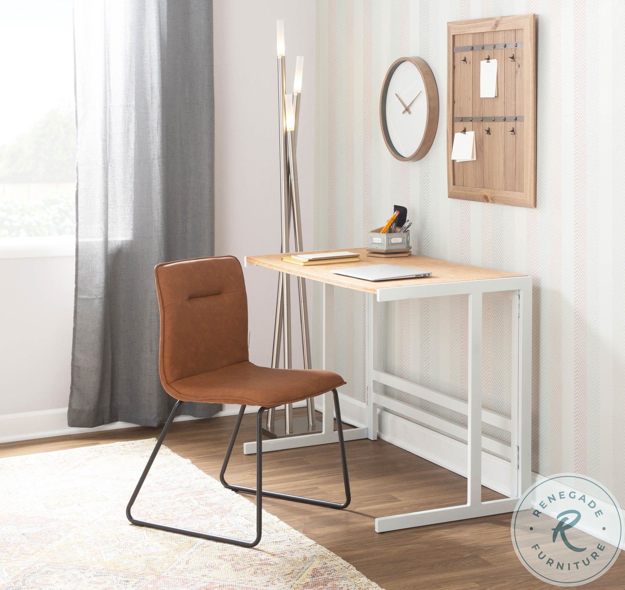 Roman White Metal And Natural Wood Office Desk | HomeGalleryStores.com ...