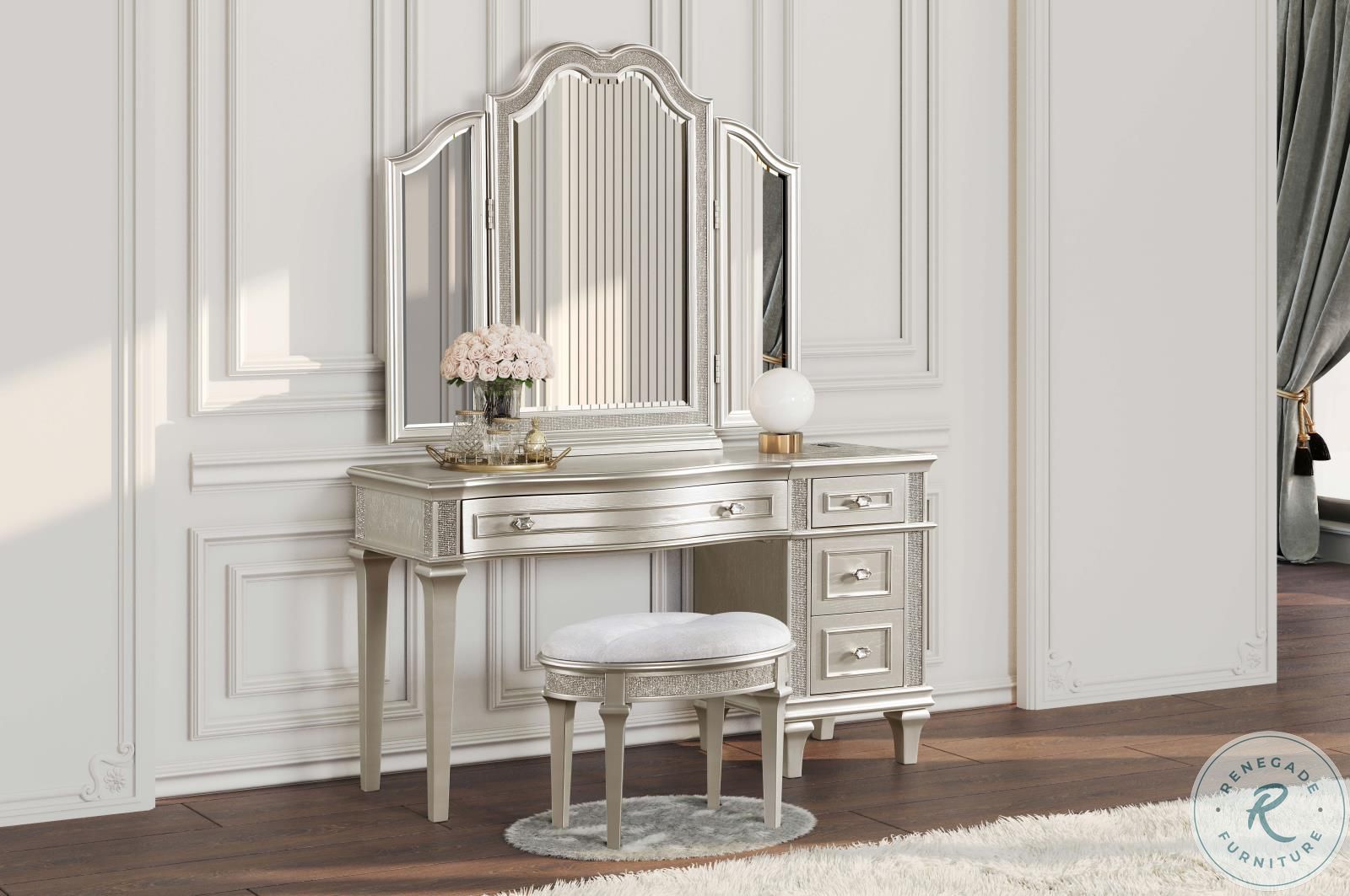 Evangeline Silver Vanity Mirror From Coaster Furniture | Coleman Furniture