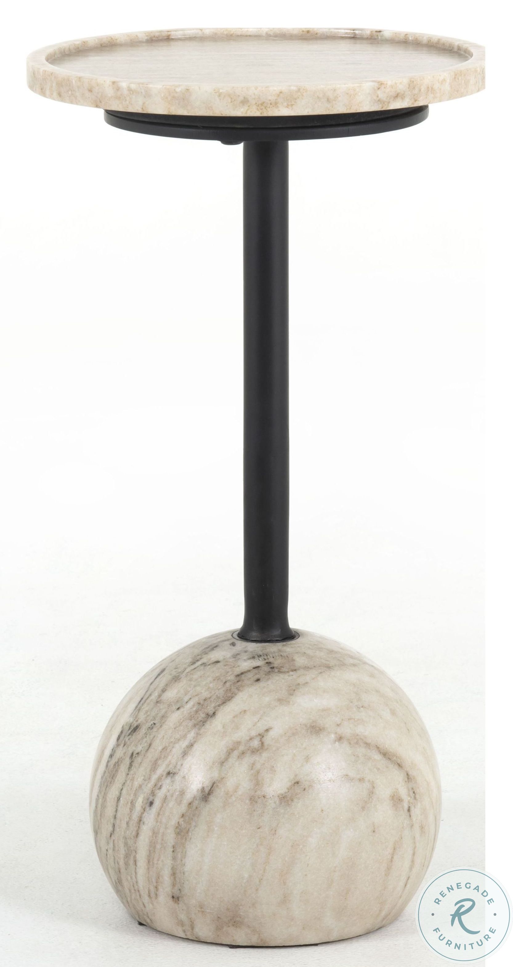 Rockwell Antique White Marble And Dark Kettle Black Viola Accent Table ...