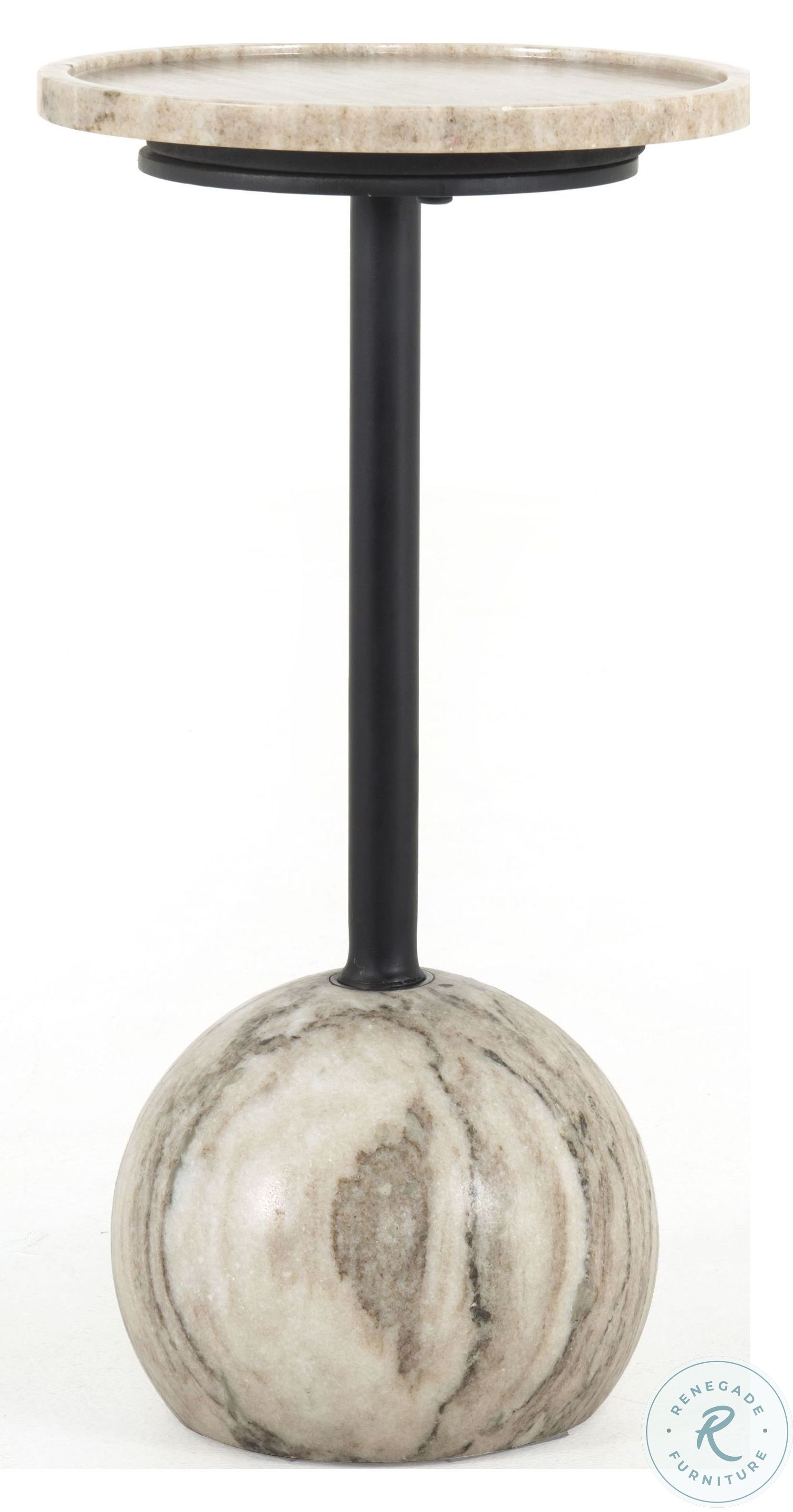 Rockwell Antique White Marble And Dark Kettle Black Viola Accent Table ...