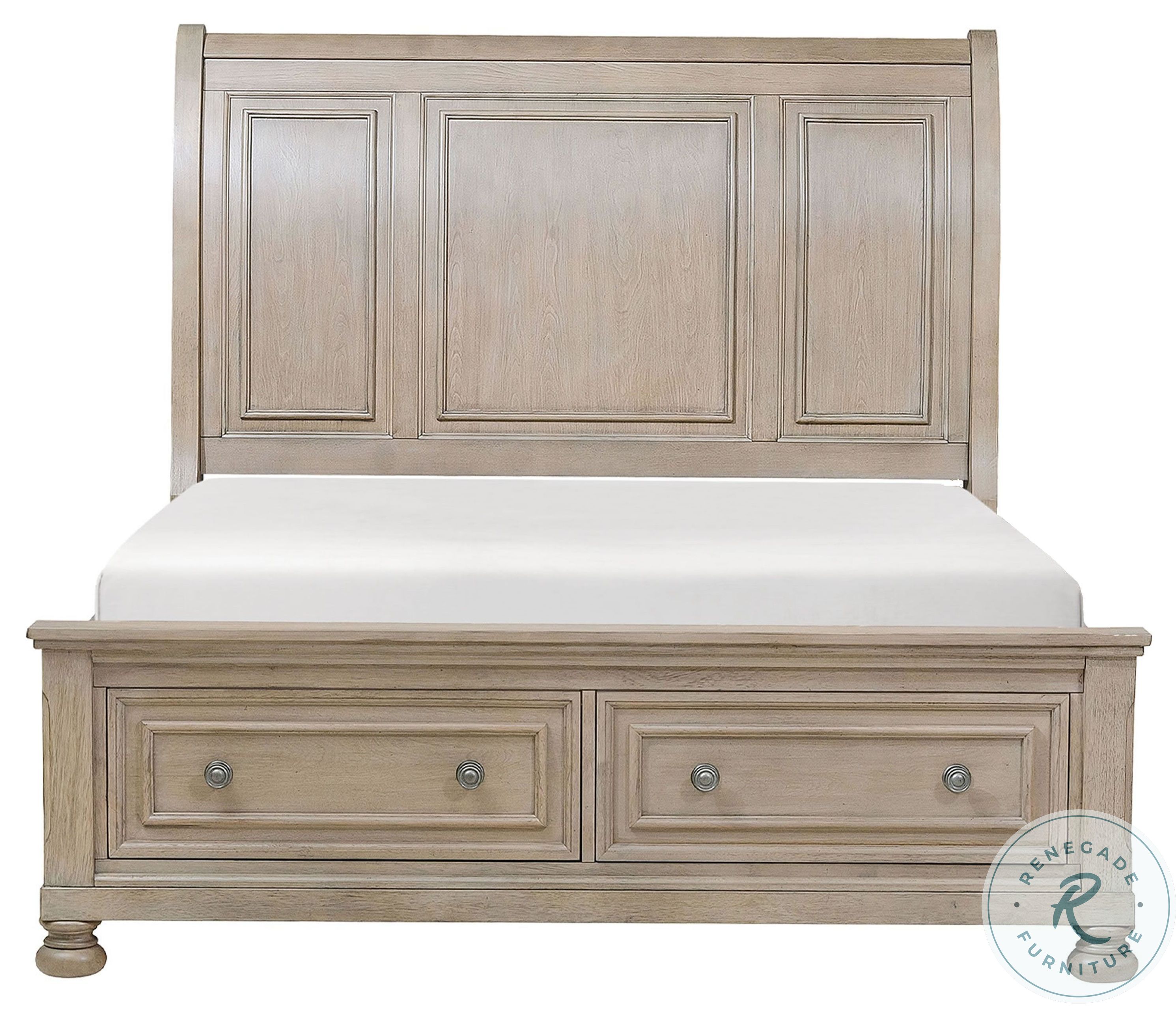 Bethel Wire Brushed Gray Cal. King Storage Sleigh Platform Bed ...