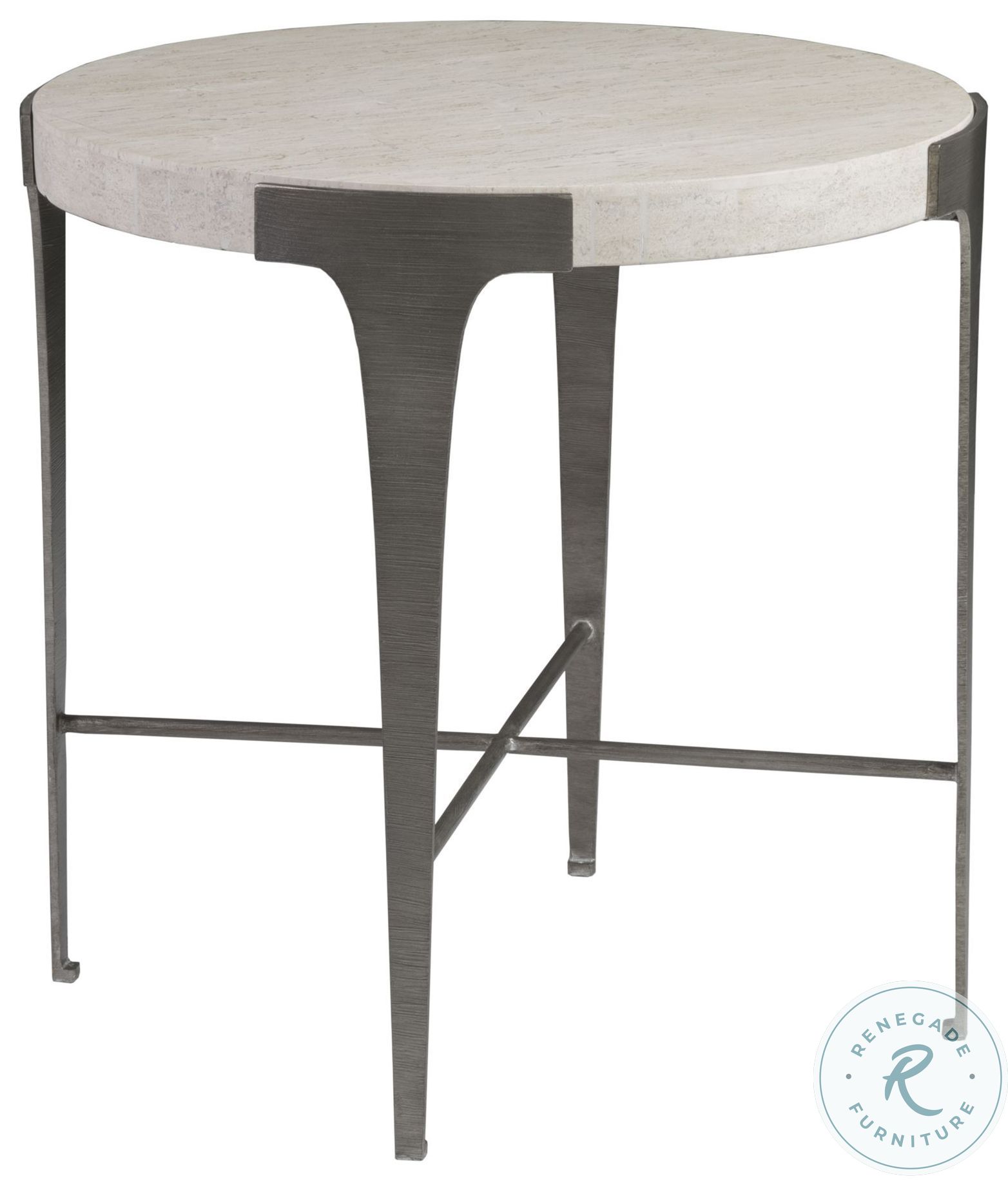 Signature Designs Ribbed Silver Leaf And White Cachet Round End Table ...