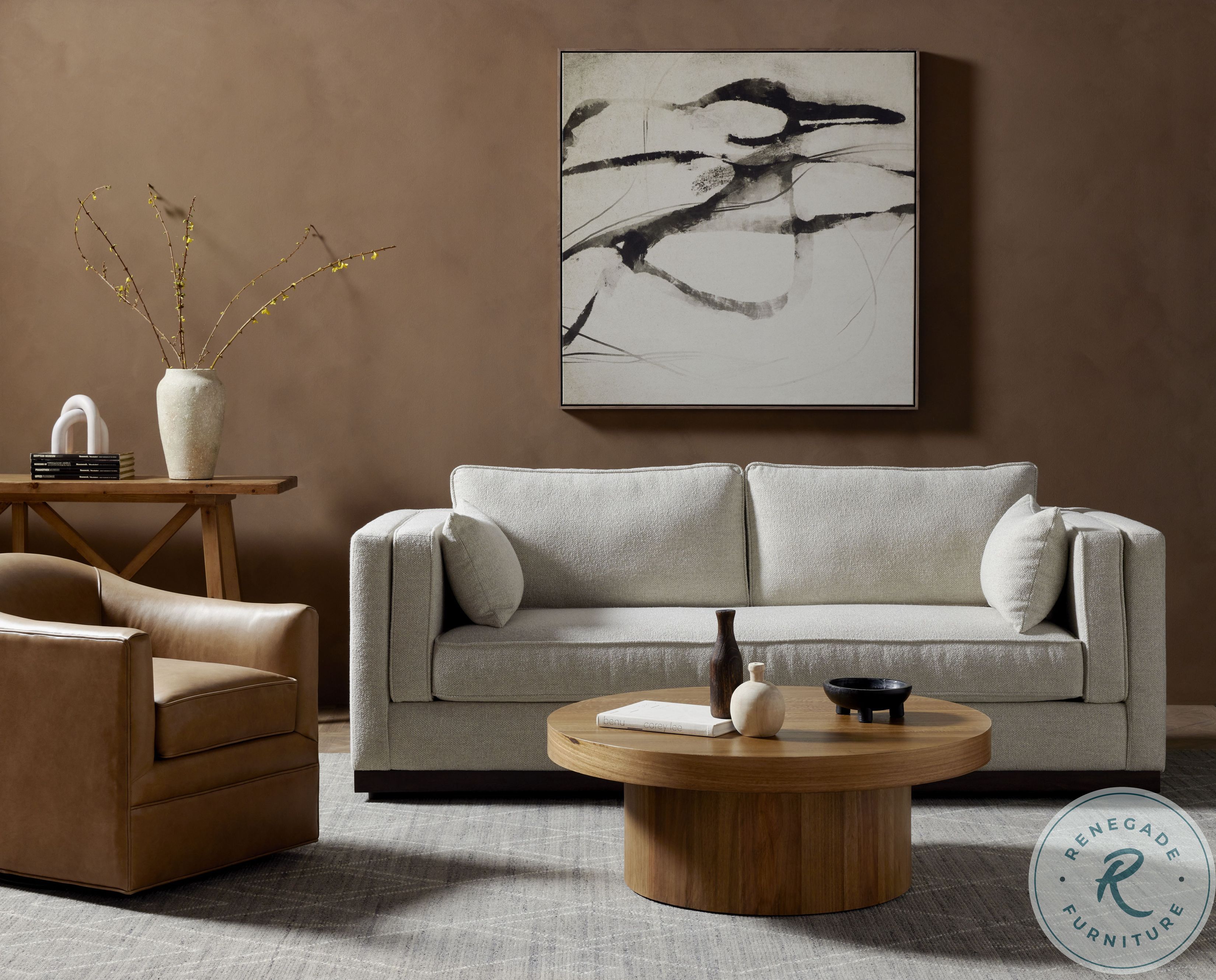 Quinton Ontario Camel Leather Swivel Chair from Four Hands | Coleman ...