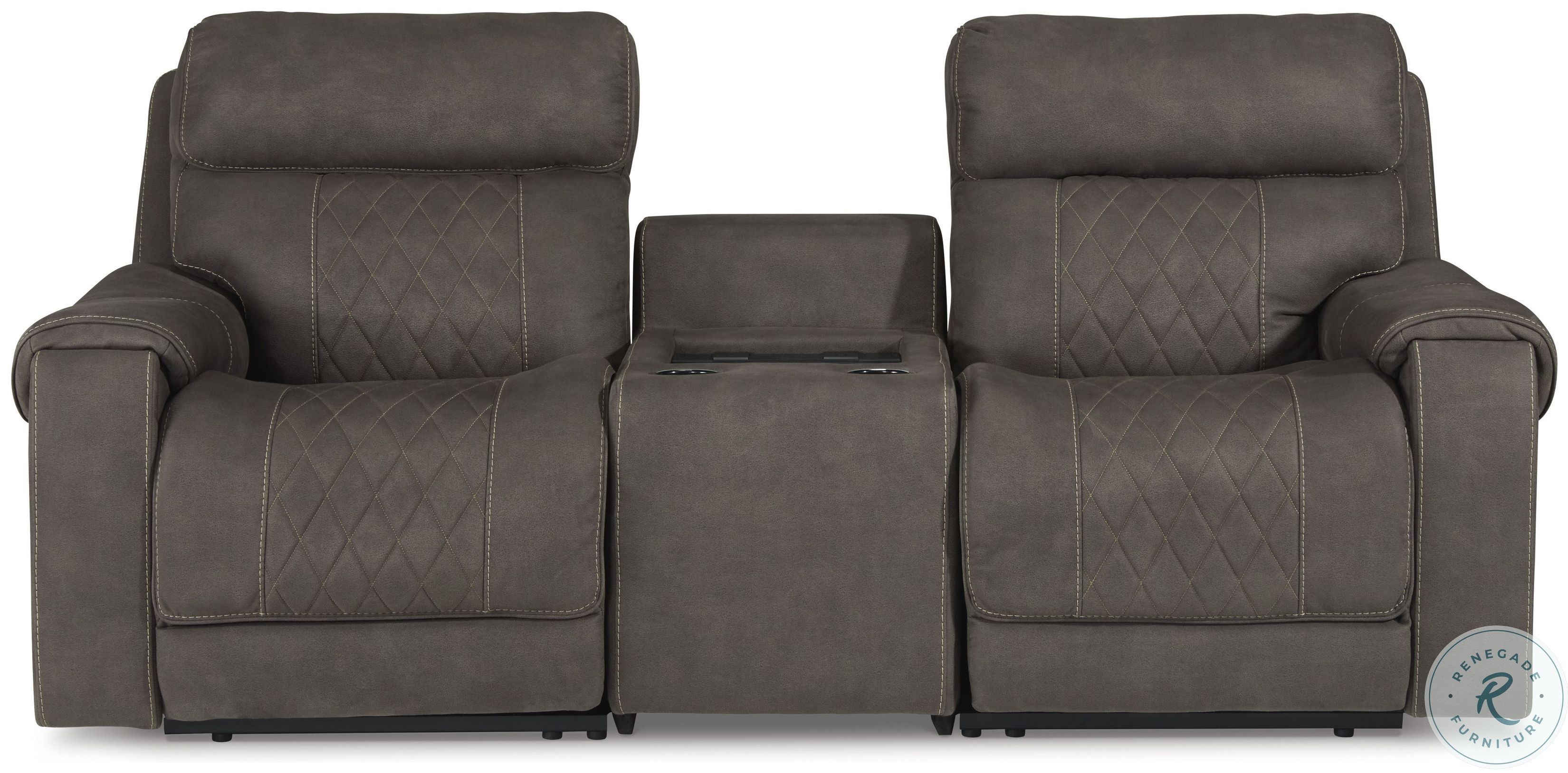 Hoopster Gunmetal 3 Piece Power Reclining Console Loveseat From Ashley ...