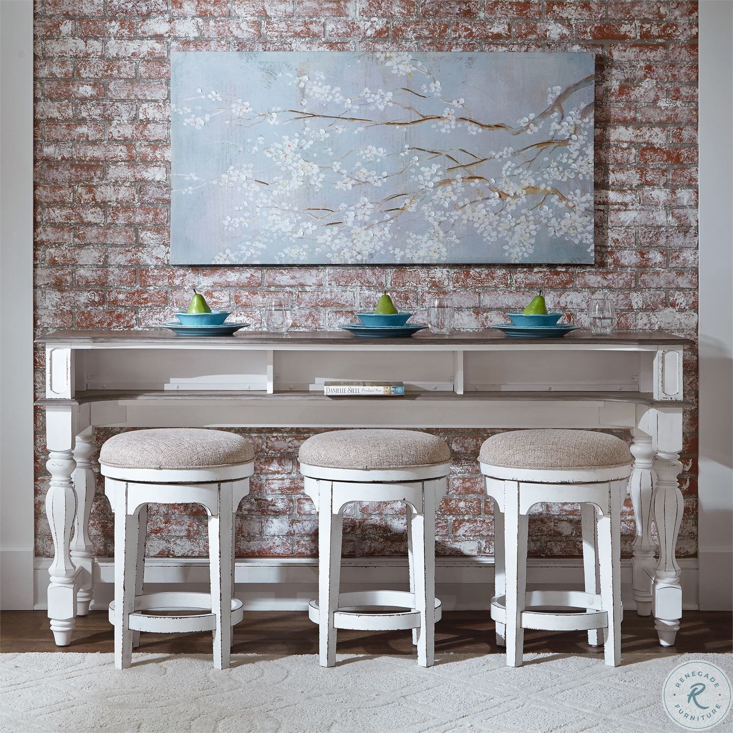 Magnolia Manor Antique White Console Bar Set | HomeGalleryStores.com ...