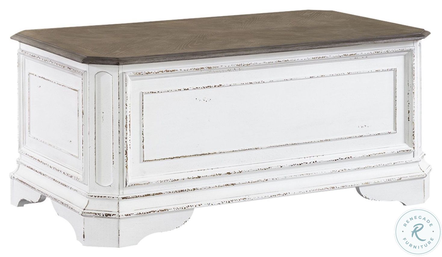 Magnolia Manor Antique White Storage Trunk | HomeGalleryStores.com ...