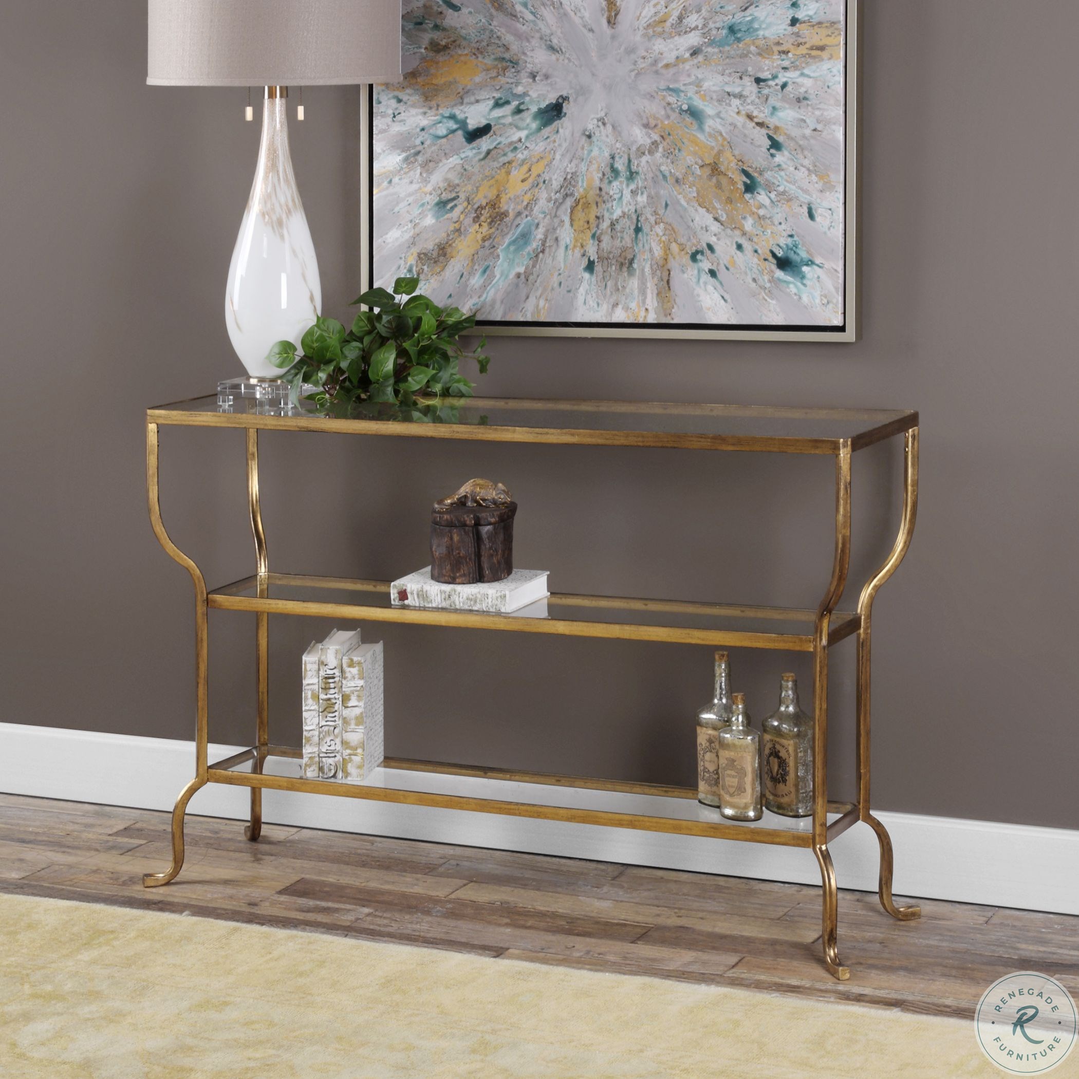 Deline Gold Console Table | HomeGalleryStores.com | 24668