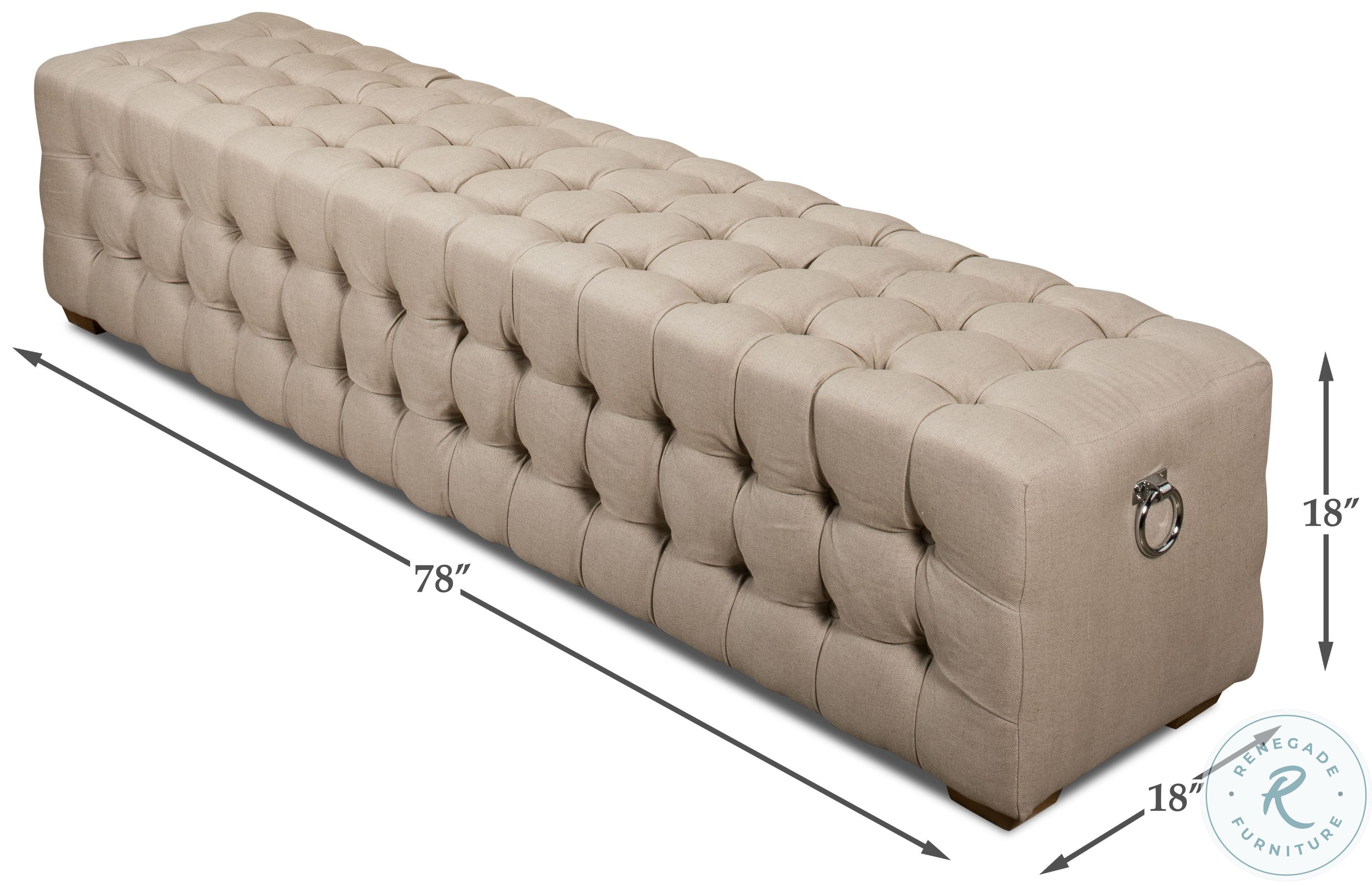 Beam Beige Tufted Linen Bench | HomeGalleryStores.com | 28683