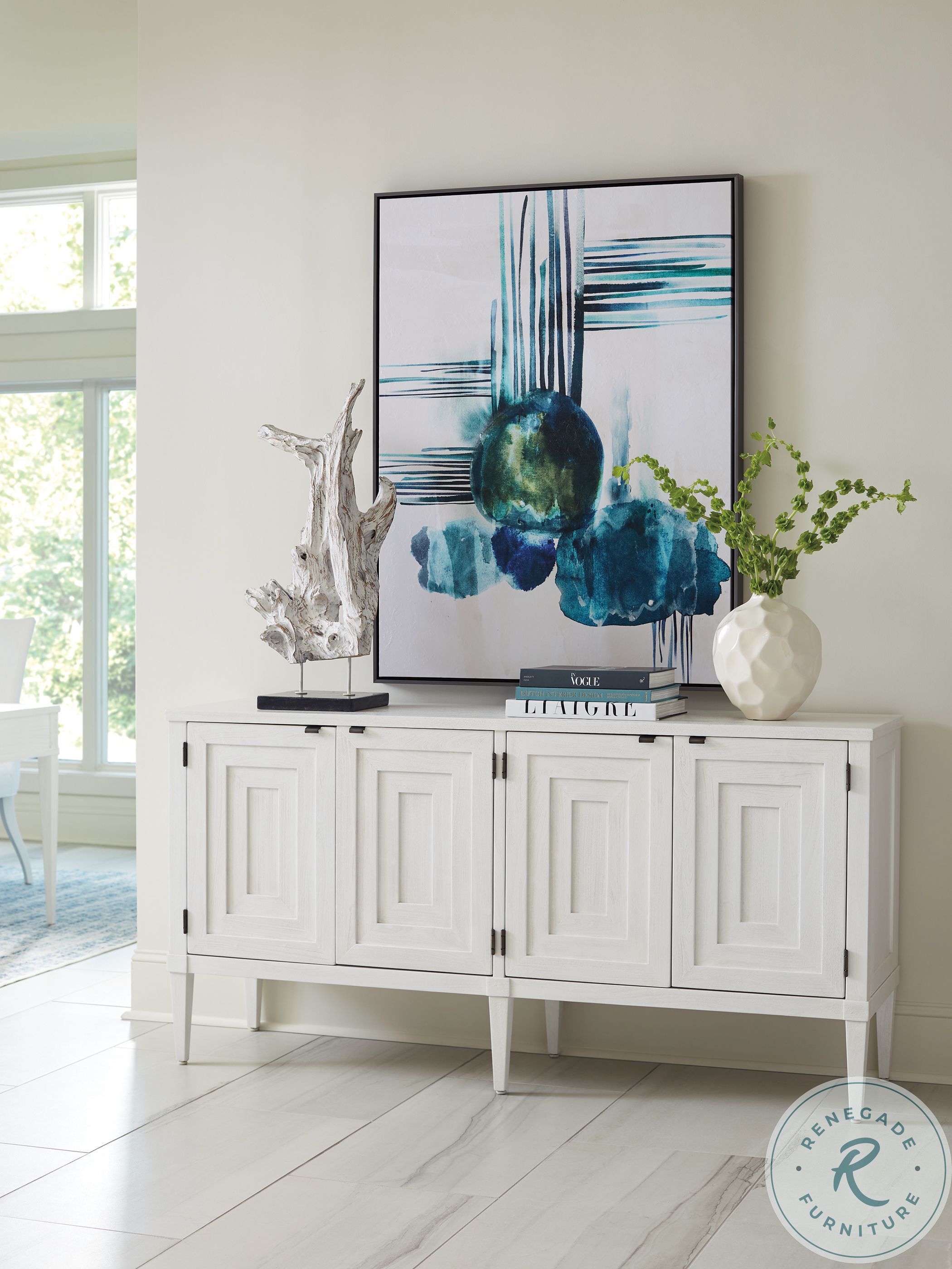 Sanibel Shell White Clearwater Media Console From Sligh | Coleman Furniture