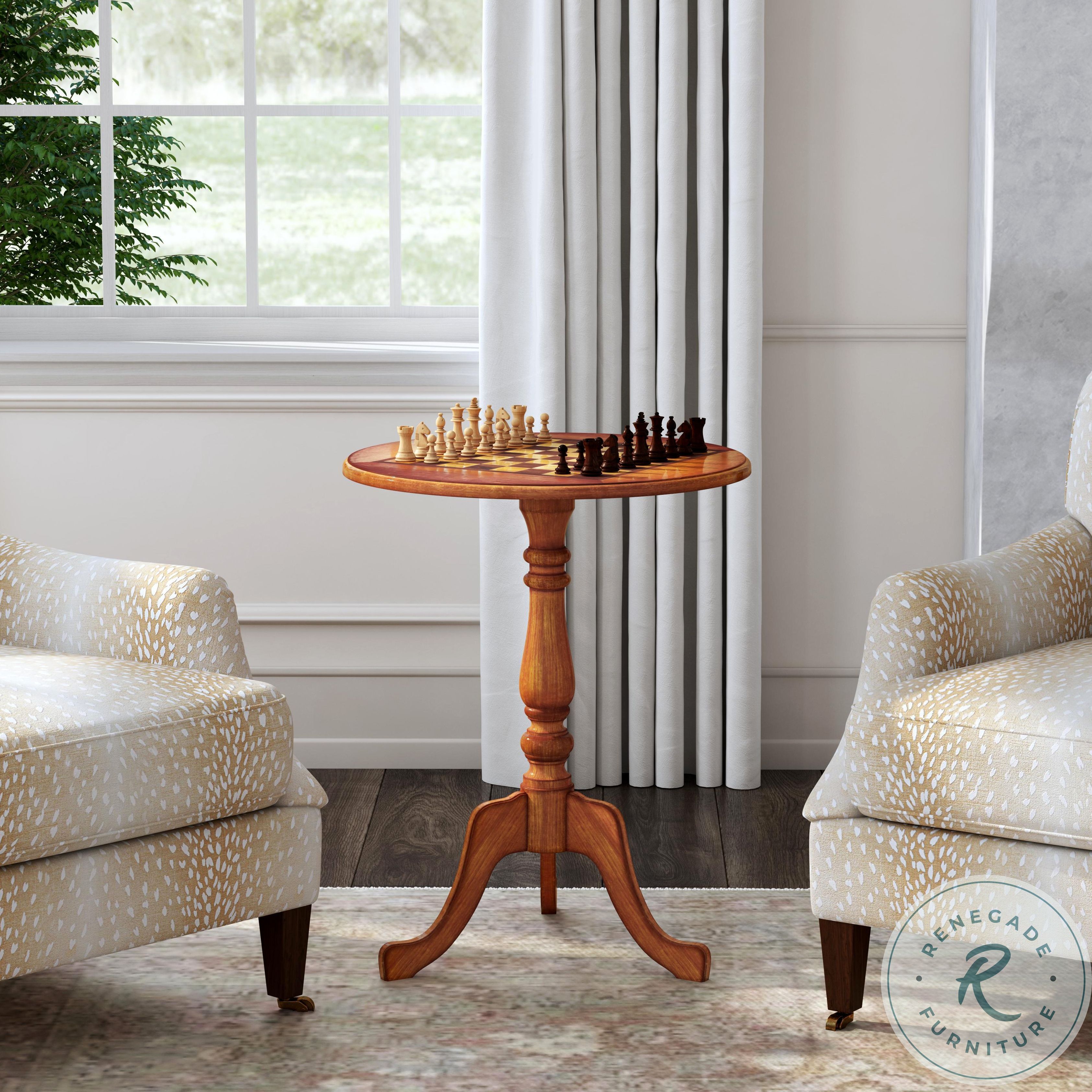 Heritage Colbert Distressed Olive Ash 22" Round Pedestal Game Table ...