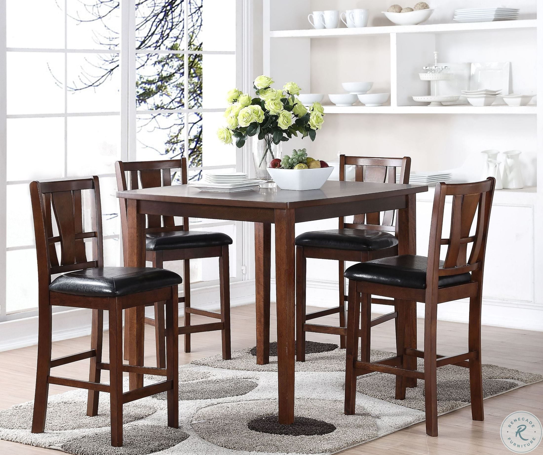 5 Piece Dixon Dark Espresso Counter Height Dining Room Set ...