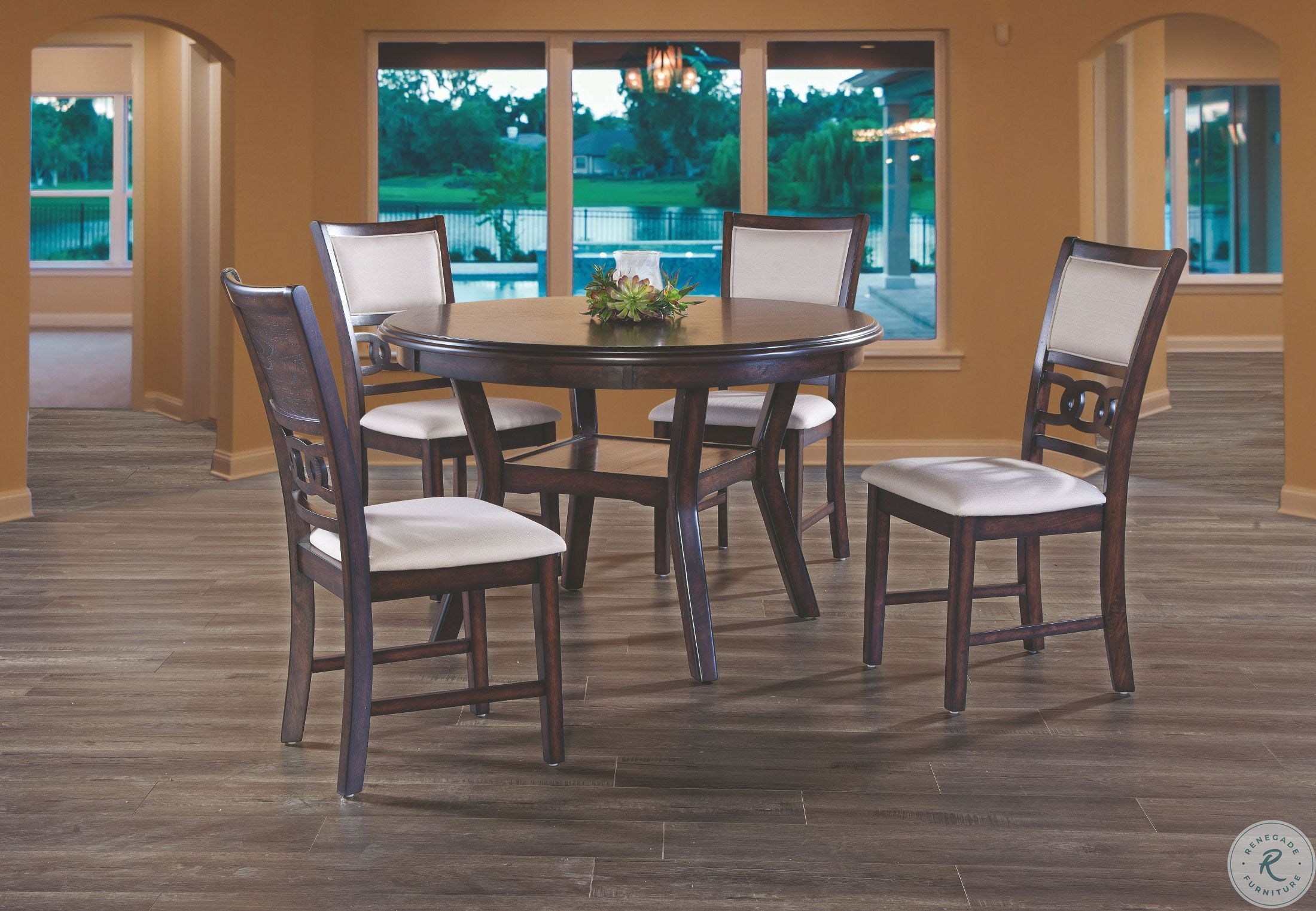 Gia Cherry 5 Piece Round Dining Room Set | HomeGalleryStores.com ...