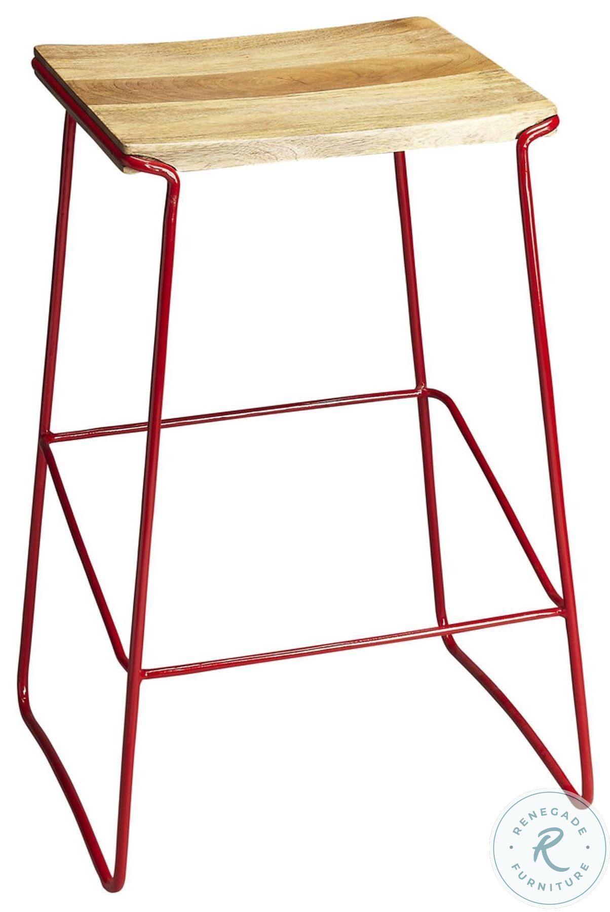 Butler Loft Parrish Wood and Distressed Red Metal Bar Stool From Butler ...