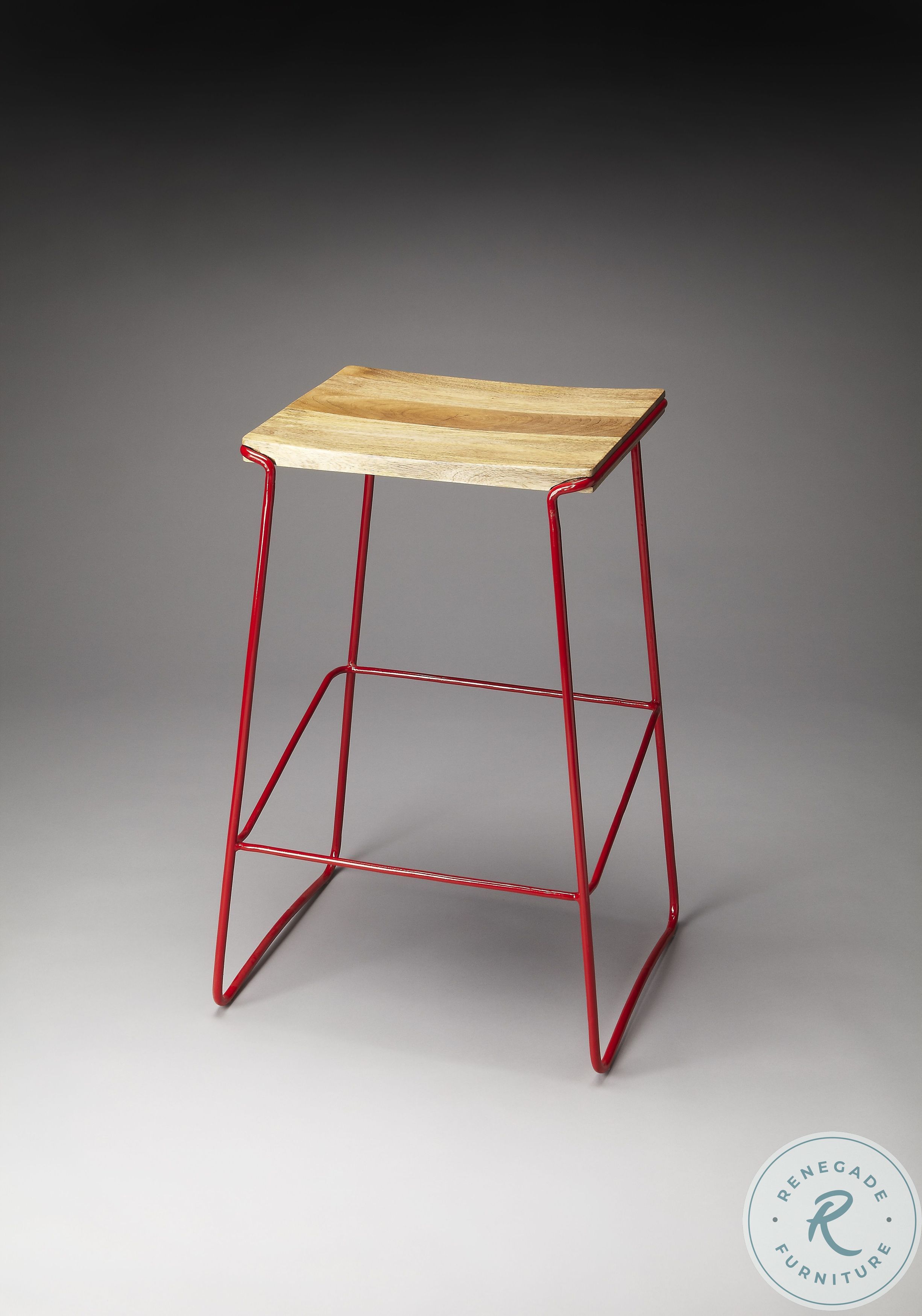 Butler Loft Parrish Wood and Distressed Red Metal Bar Stool From Butler ...