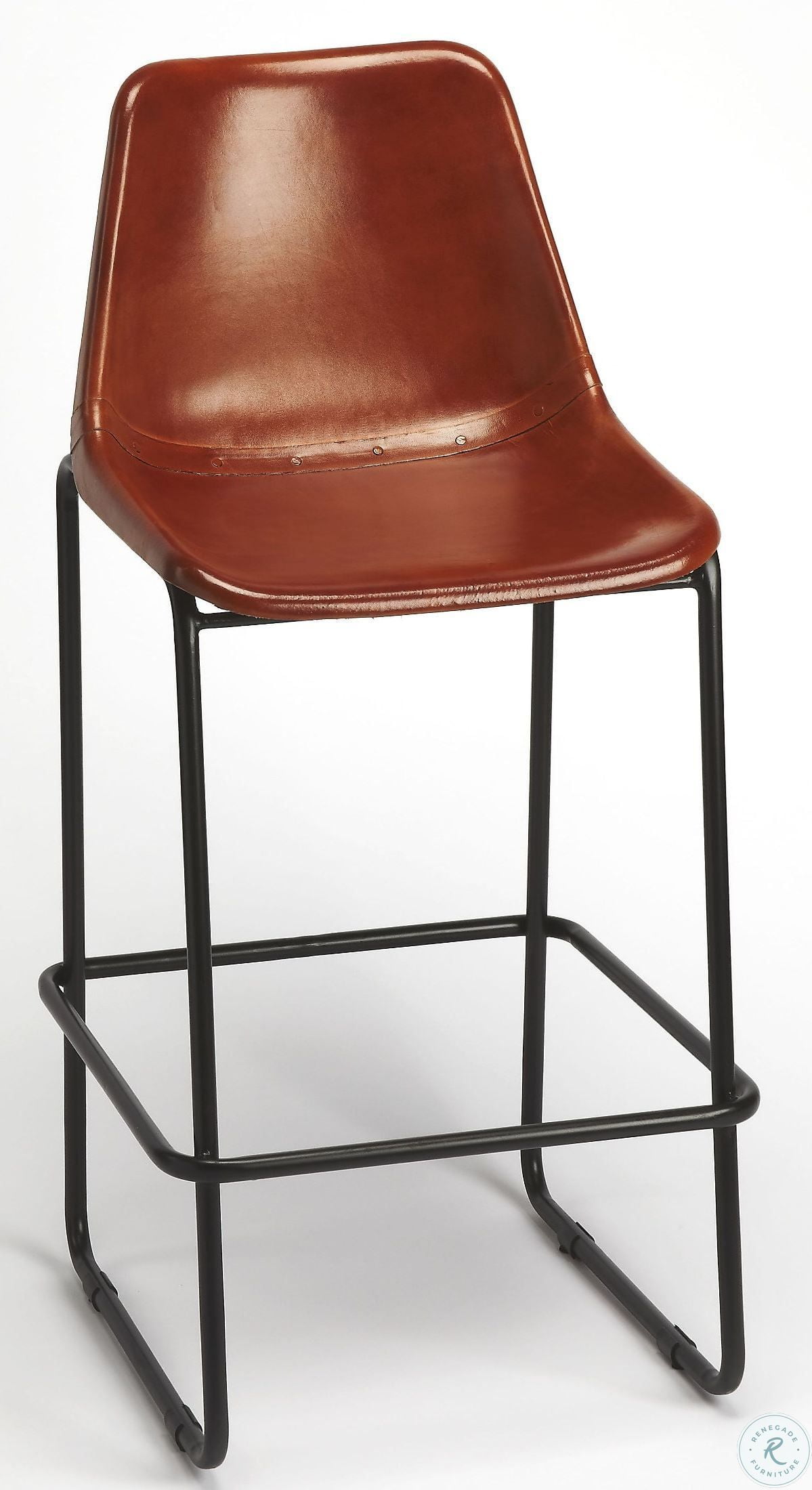 Myles Medium Brown Leather Bar Stool | HomeGalleryStores.com | 4348344