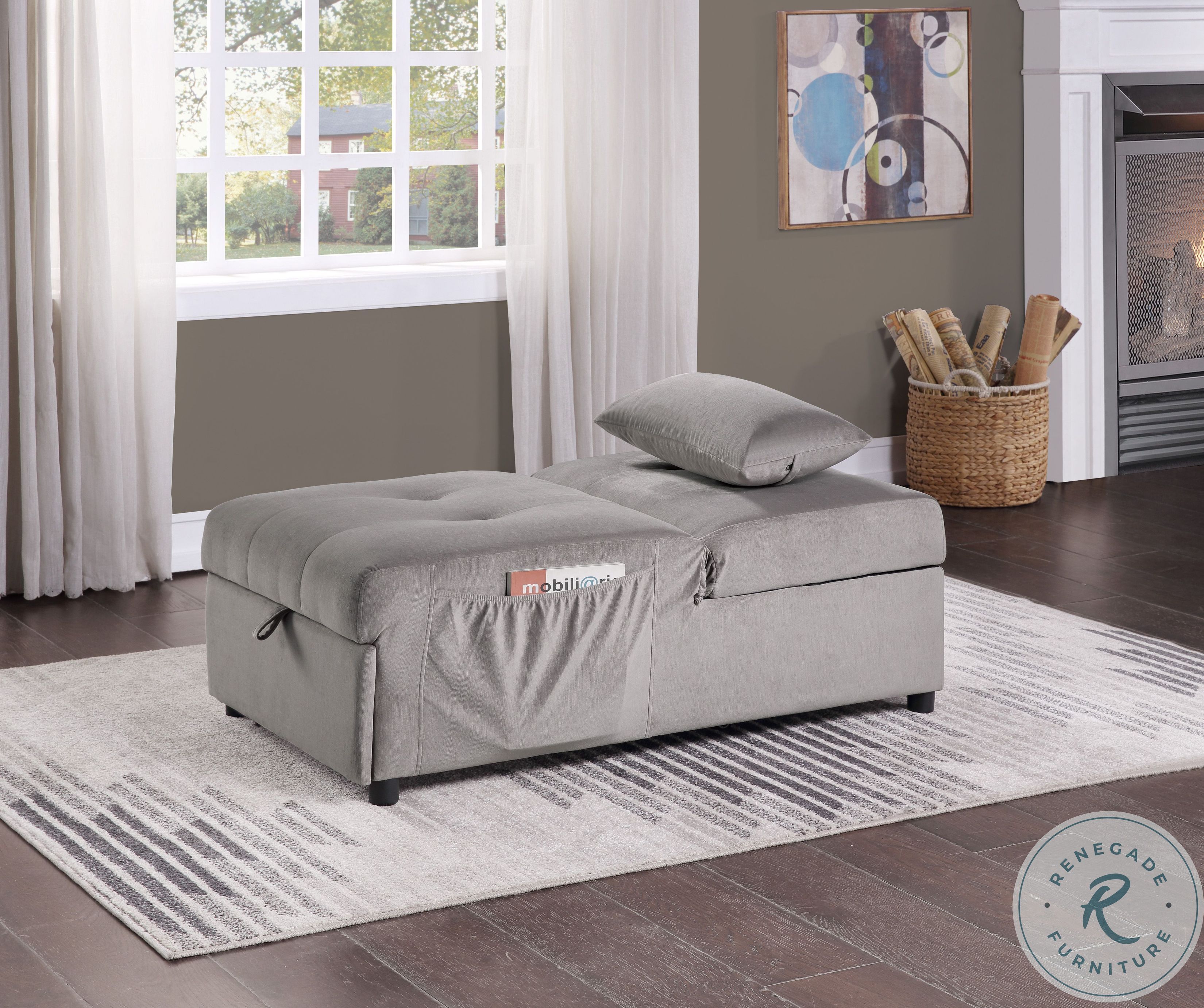 Garrell Brownish Gray Lift Top Storage Bench With Pull Out Bed ...