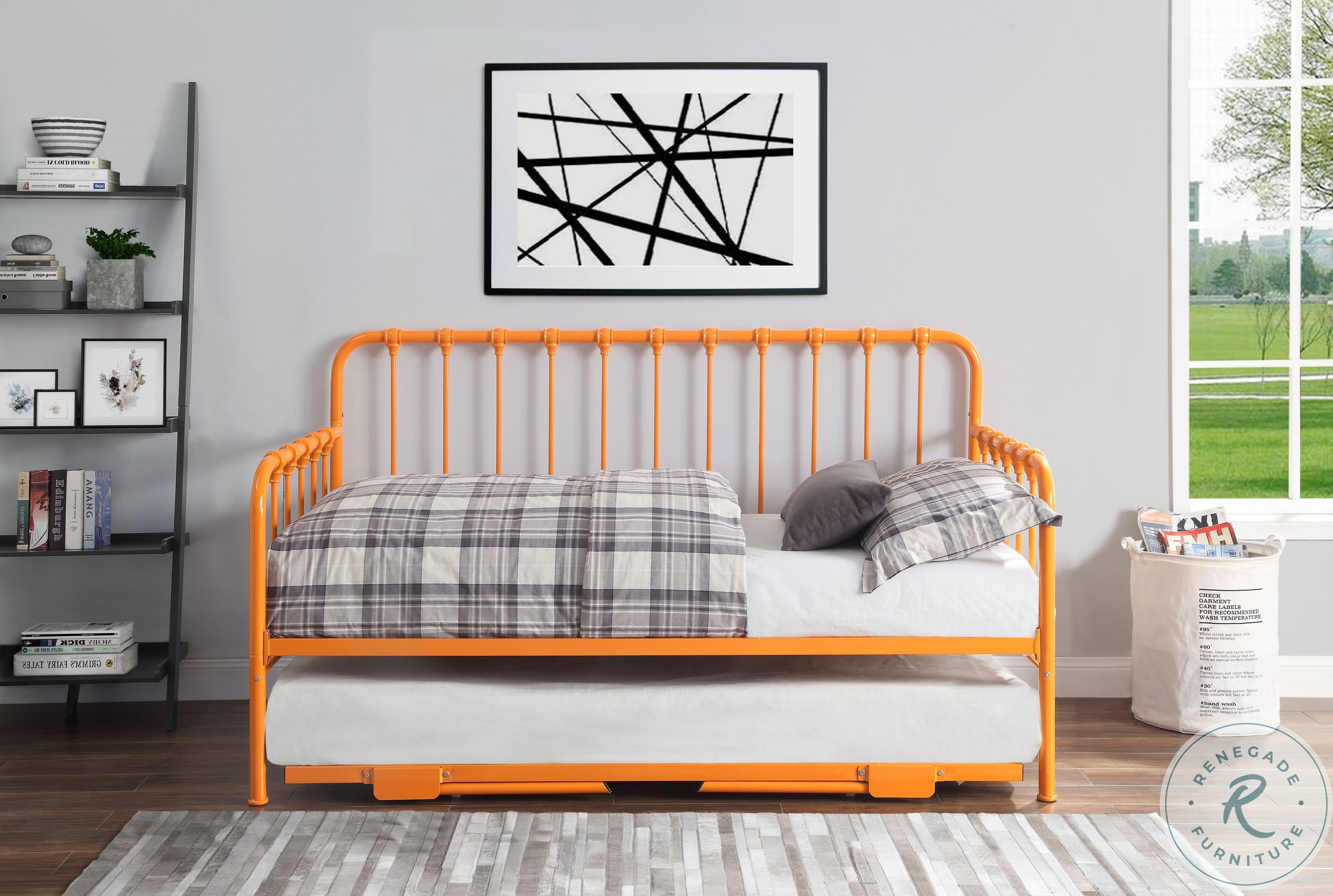 Constance Orange Daybed With Lift Up Trundle | HomeGalleryStores.com ...
