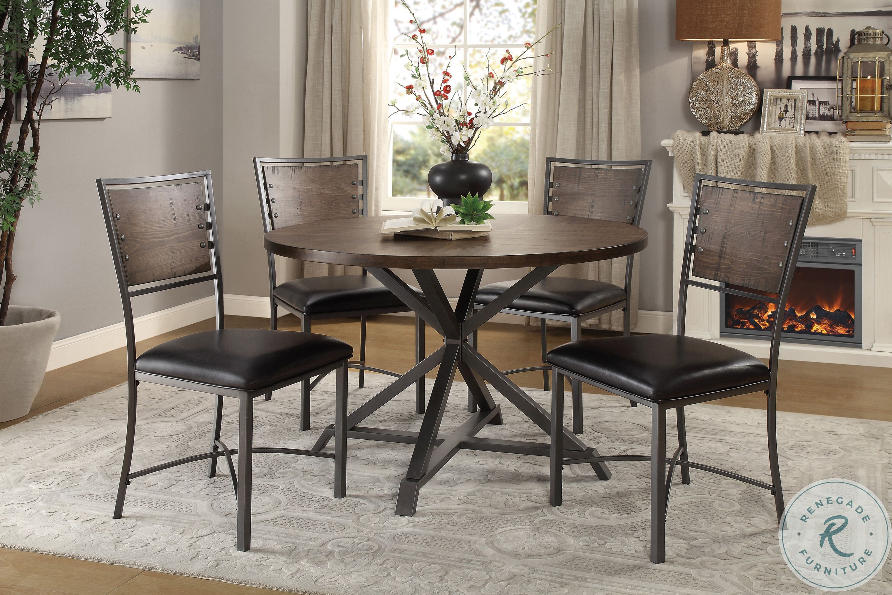 Fideo Brown Round Dining Table | HomeGalleryStores.com | 5606-45RD
