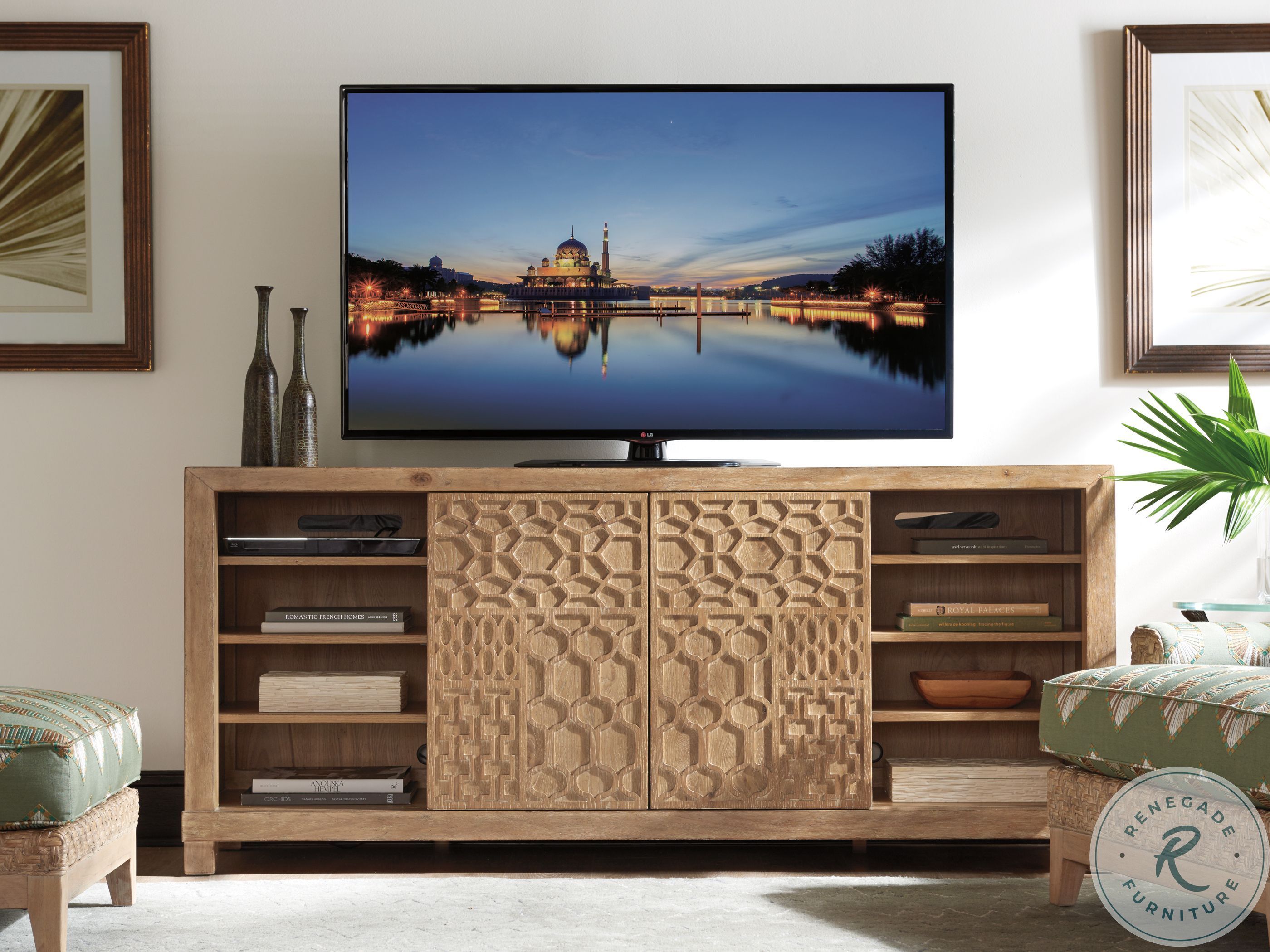 Los Altos Natural Oak Stain Morocco Media Console | HomeGalleryStores ...