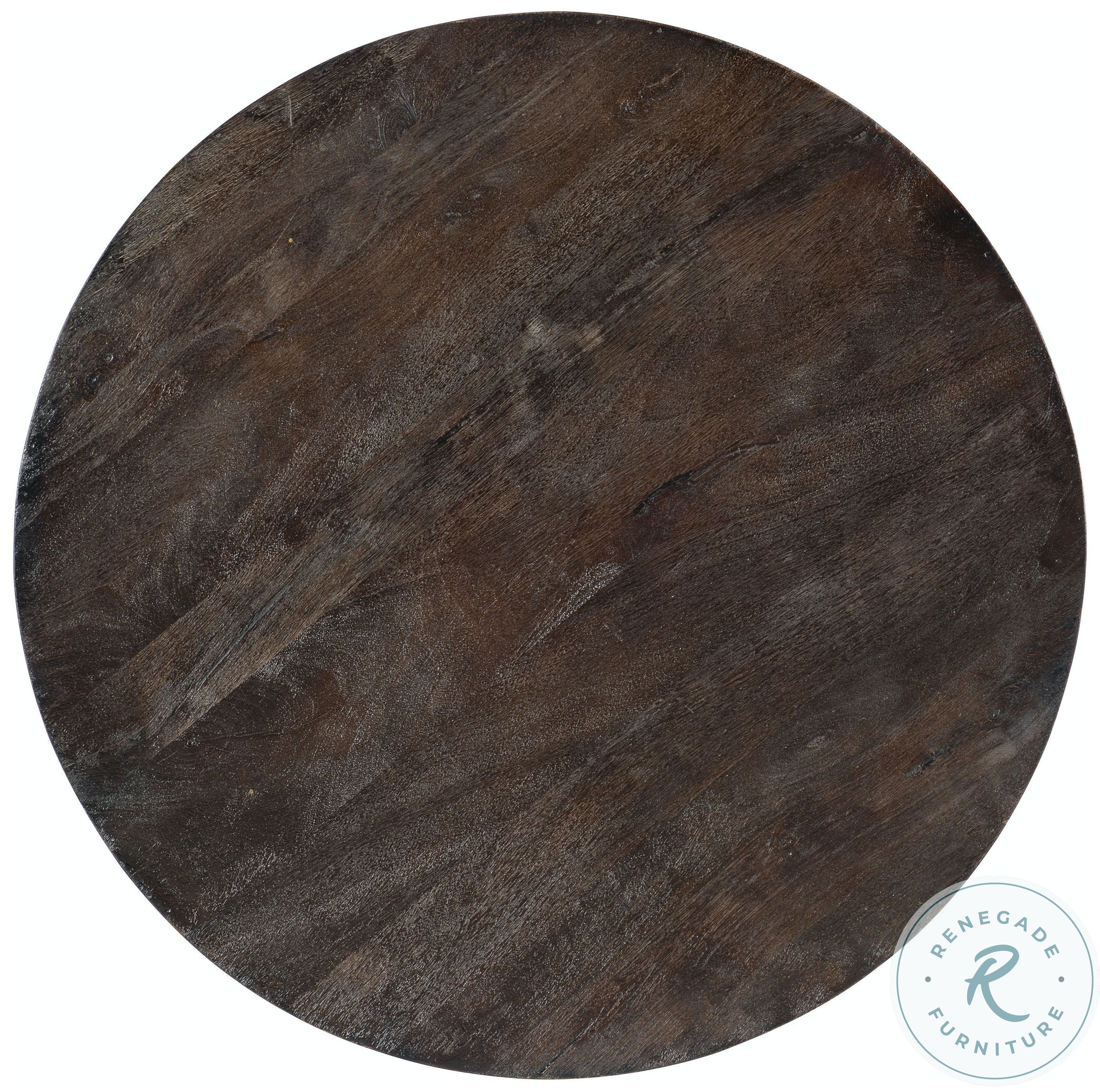 Commerce and Market Dark Wood And Gold Carved Round Cocktail Table From ...