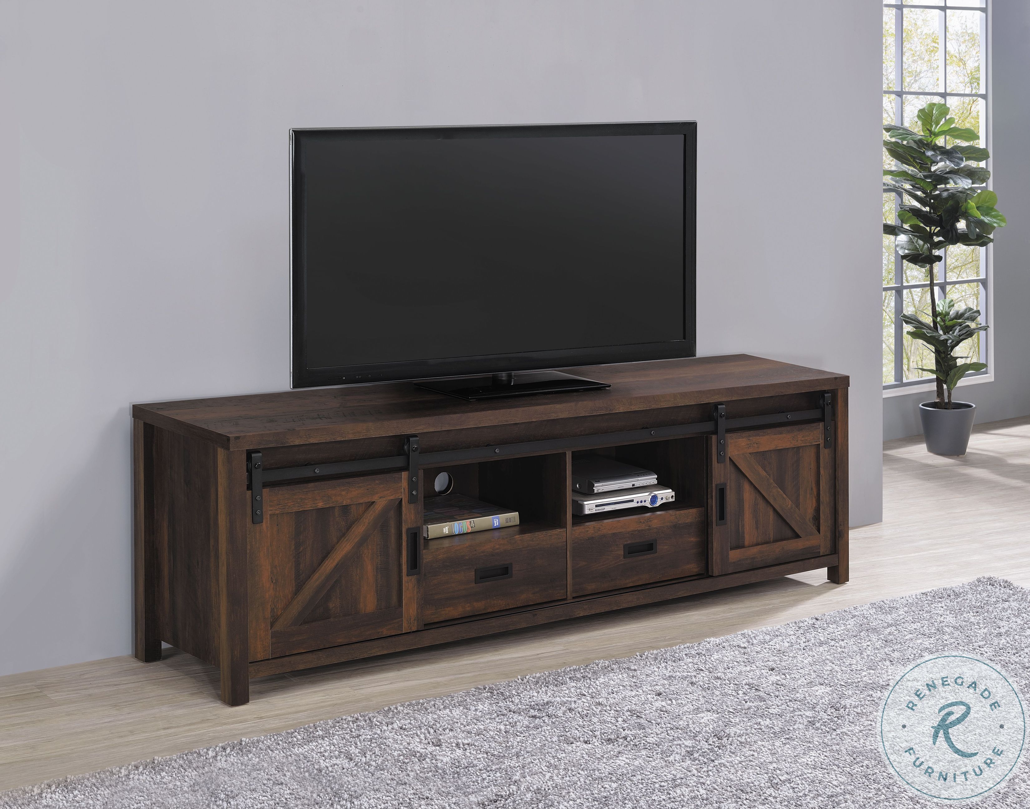 736273 Dark Pine TV Console From Coaster | Home Gallery Stores