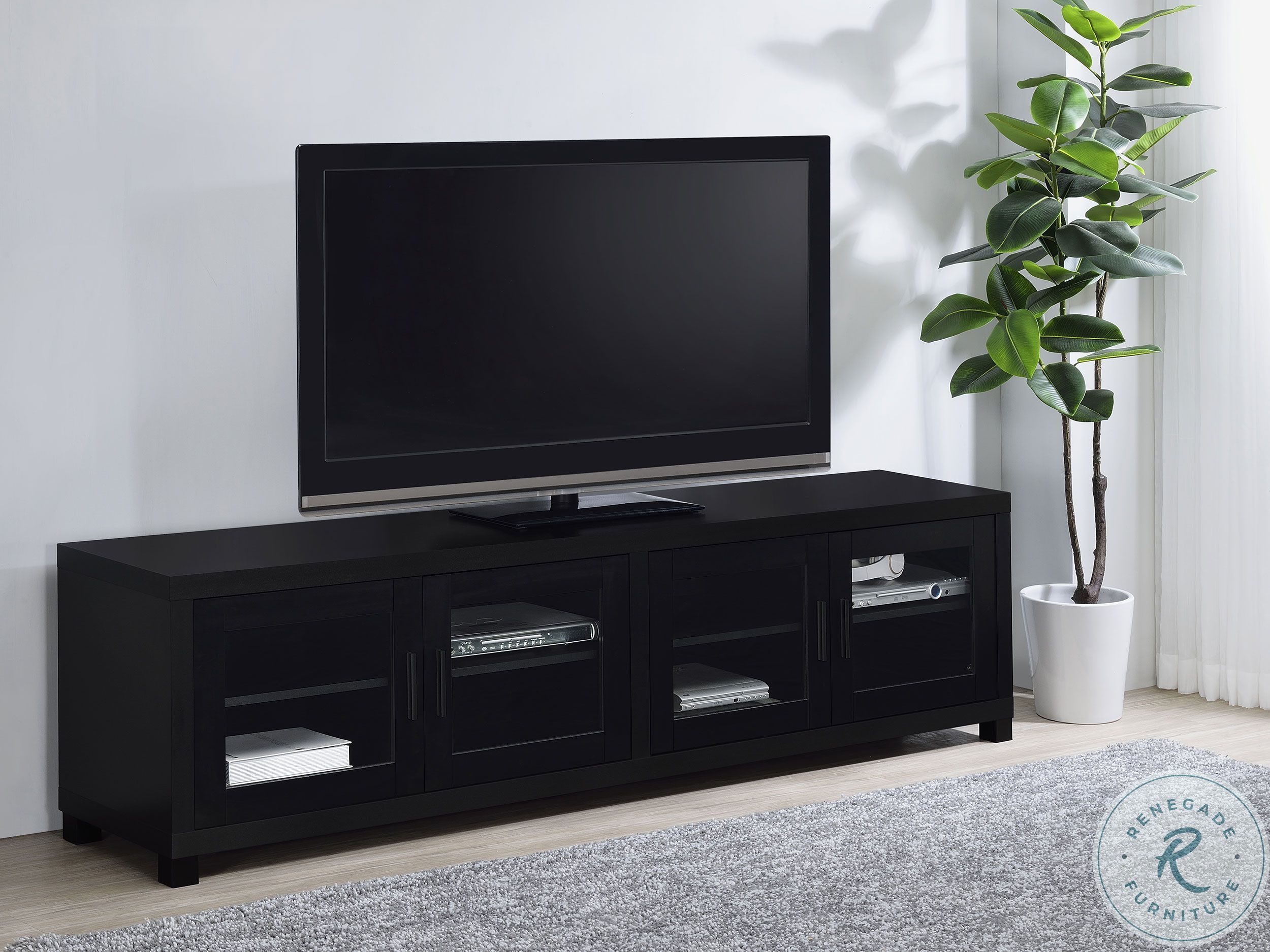 Jupiter Black 4 Door 79" TV Stand From Coaster Furniture | Coleman ...