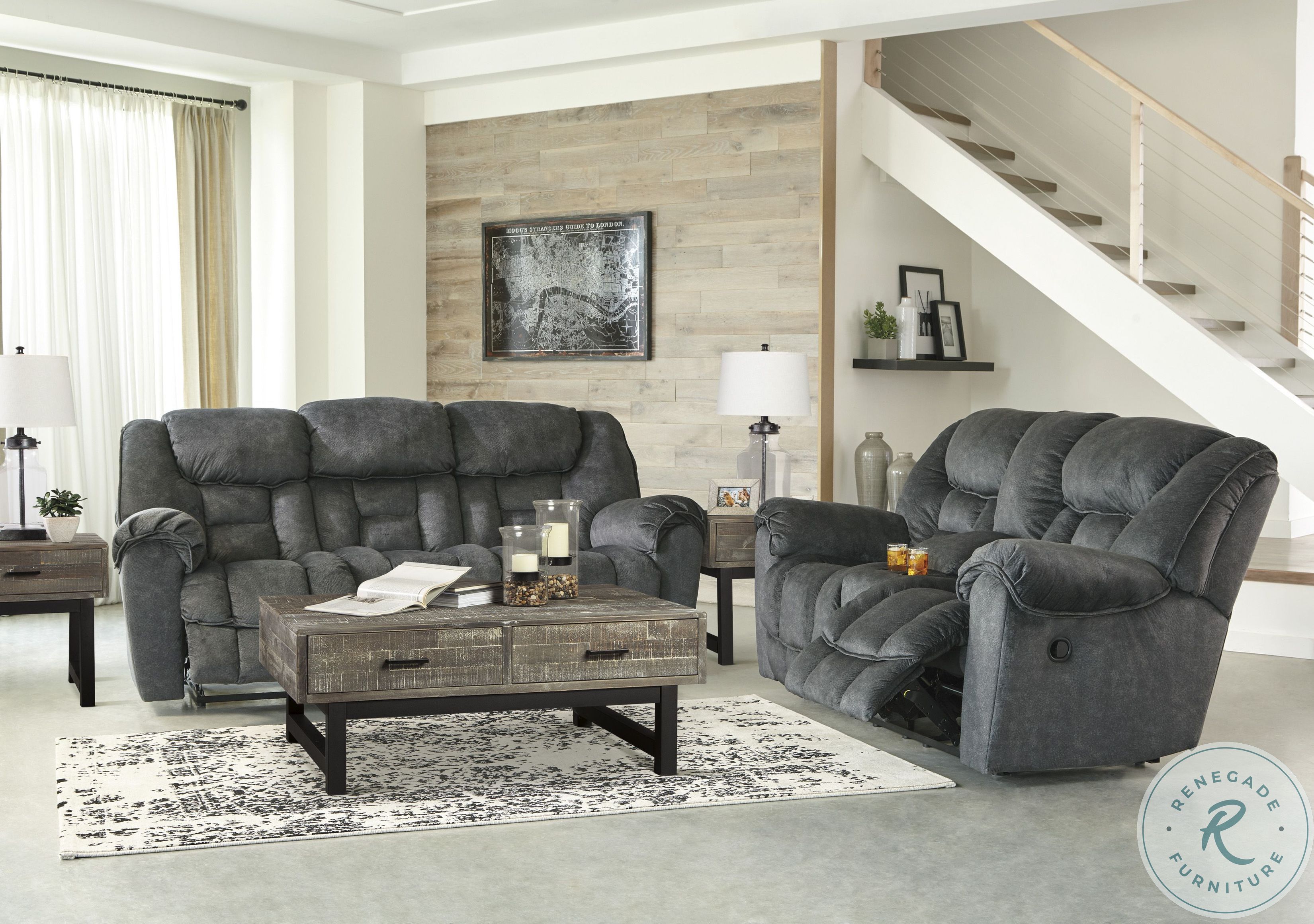 Capehorn Granite Double Reclining Console Loveseat | HomeGalleryStores ...