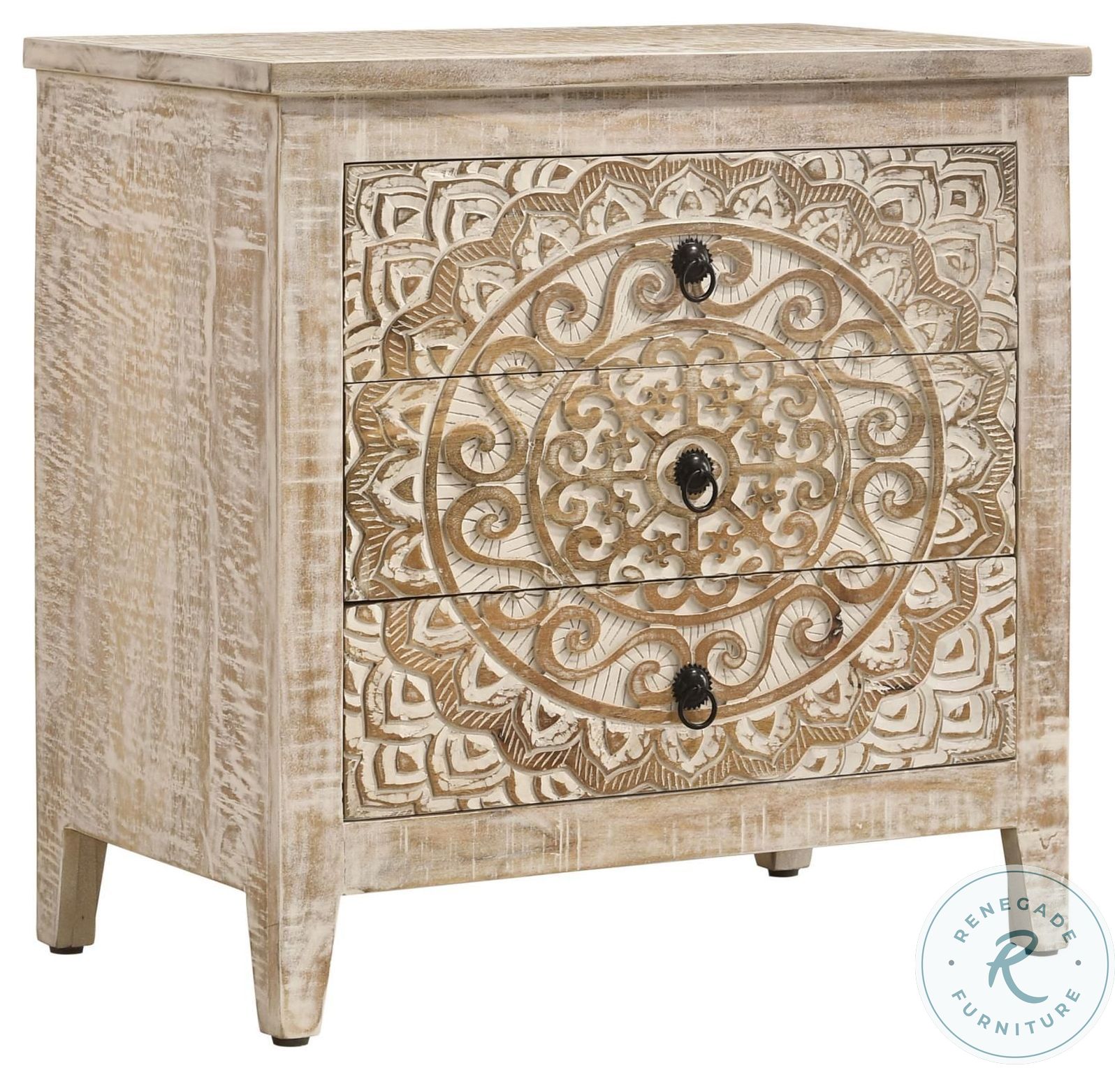 Mariska White Distressed 3 Drawer Accent Cabinet From Coaster Furniture ...