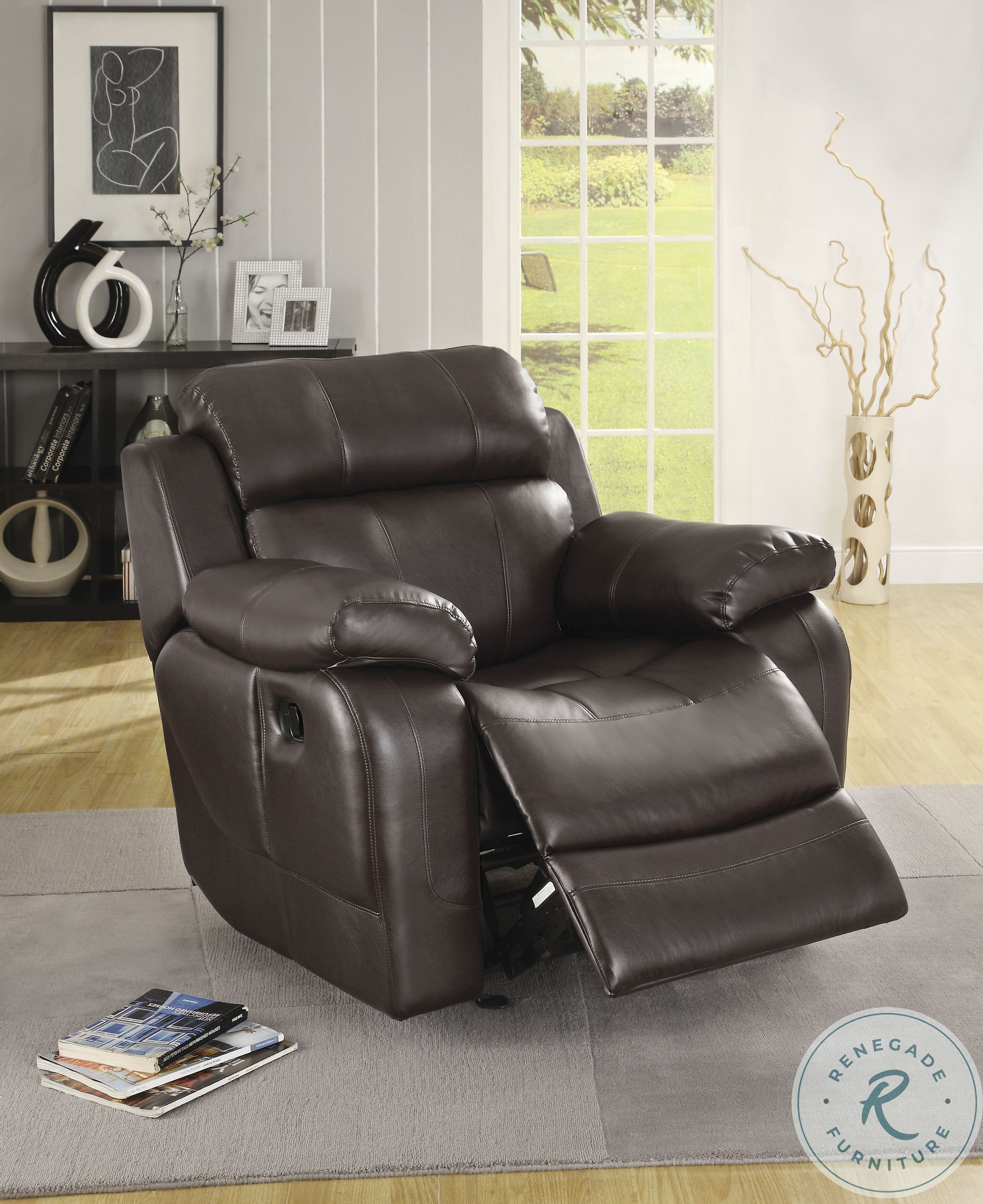 Marille Dark Brown Glider Reclining Chair | HomeGalleryStores.com ...