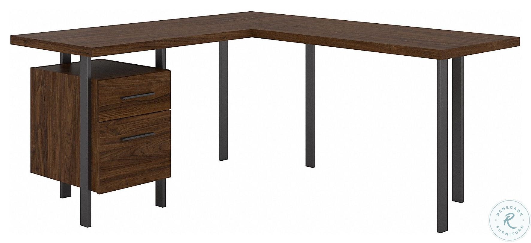 Architect Modern Walnut 60" L Shaped Desk | HomeGalleryStores.com ...
