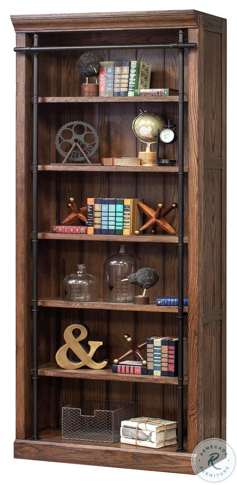 Avondale Oak 2 Bookcase Wall | HomeGalleryStores.com | AE4094x2-AE402