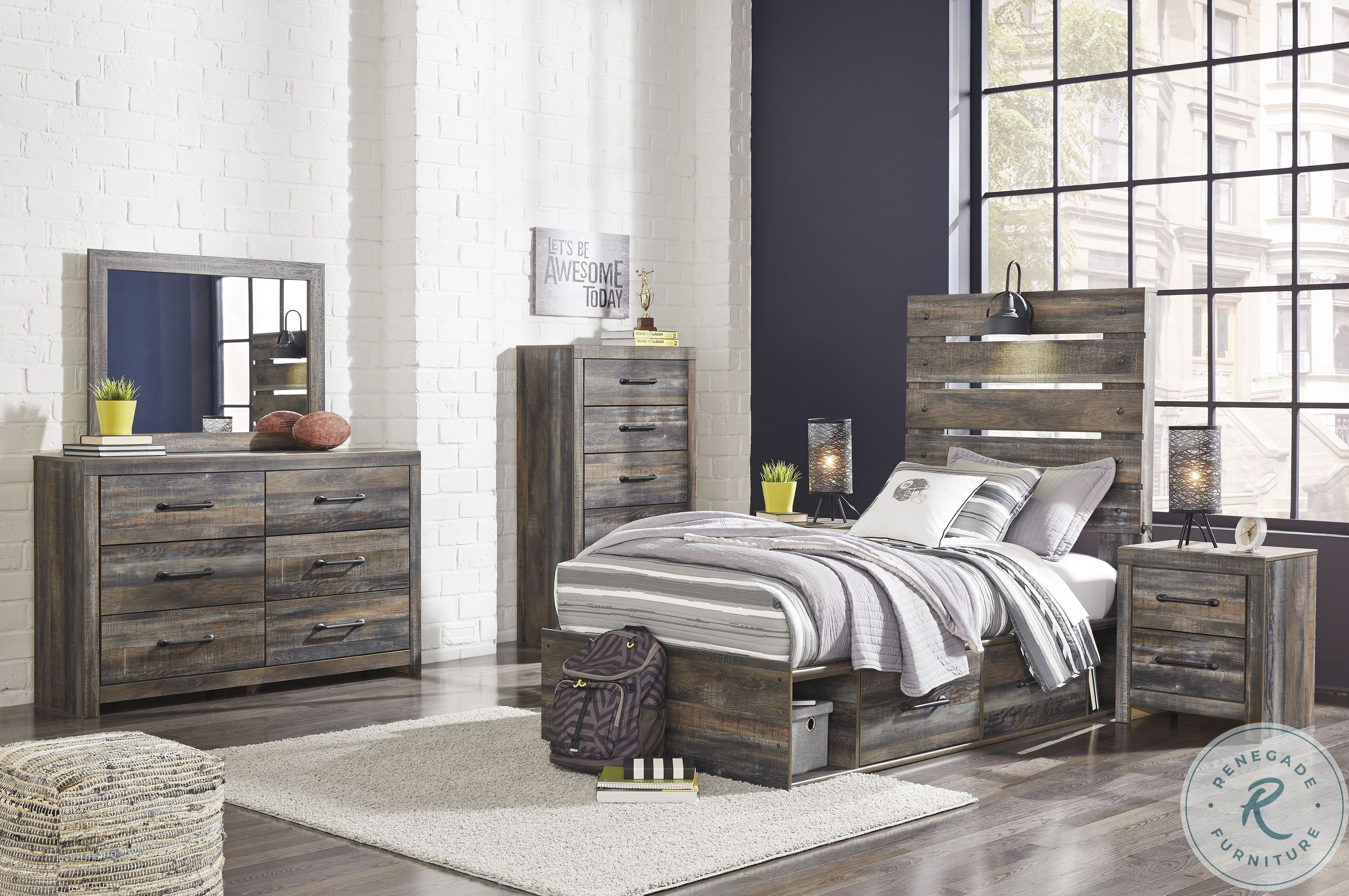 Drystan Brown Rustic 5 Drawer Chest | HomeGalleryStores.com | B211-46