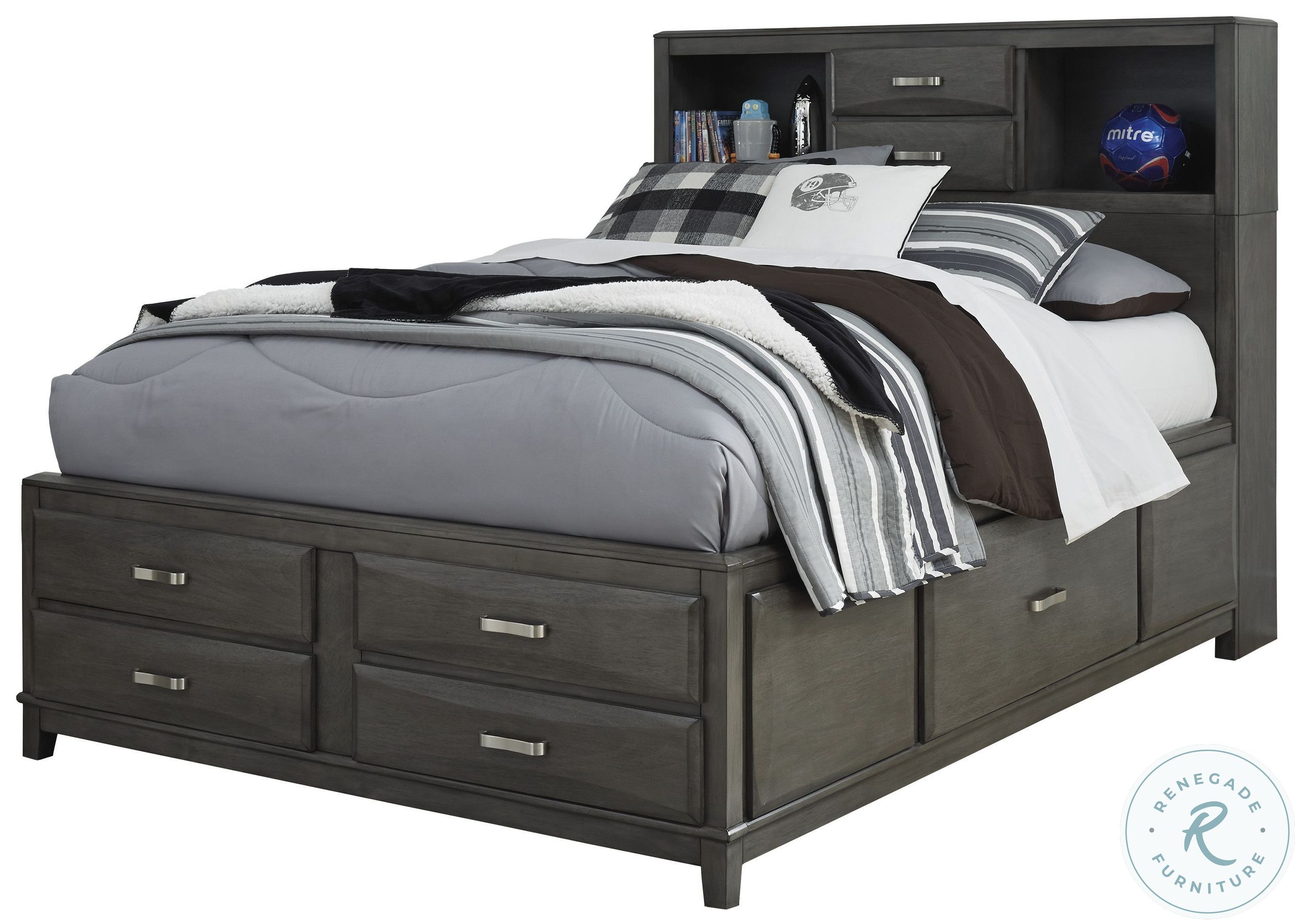 Caitbrook Gray Full Bookcase Storage Bed | HomeGalleryStores.com | B476 ...