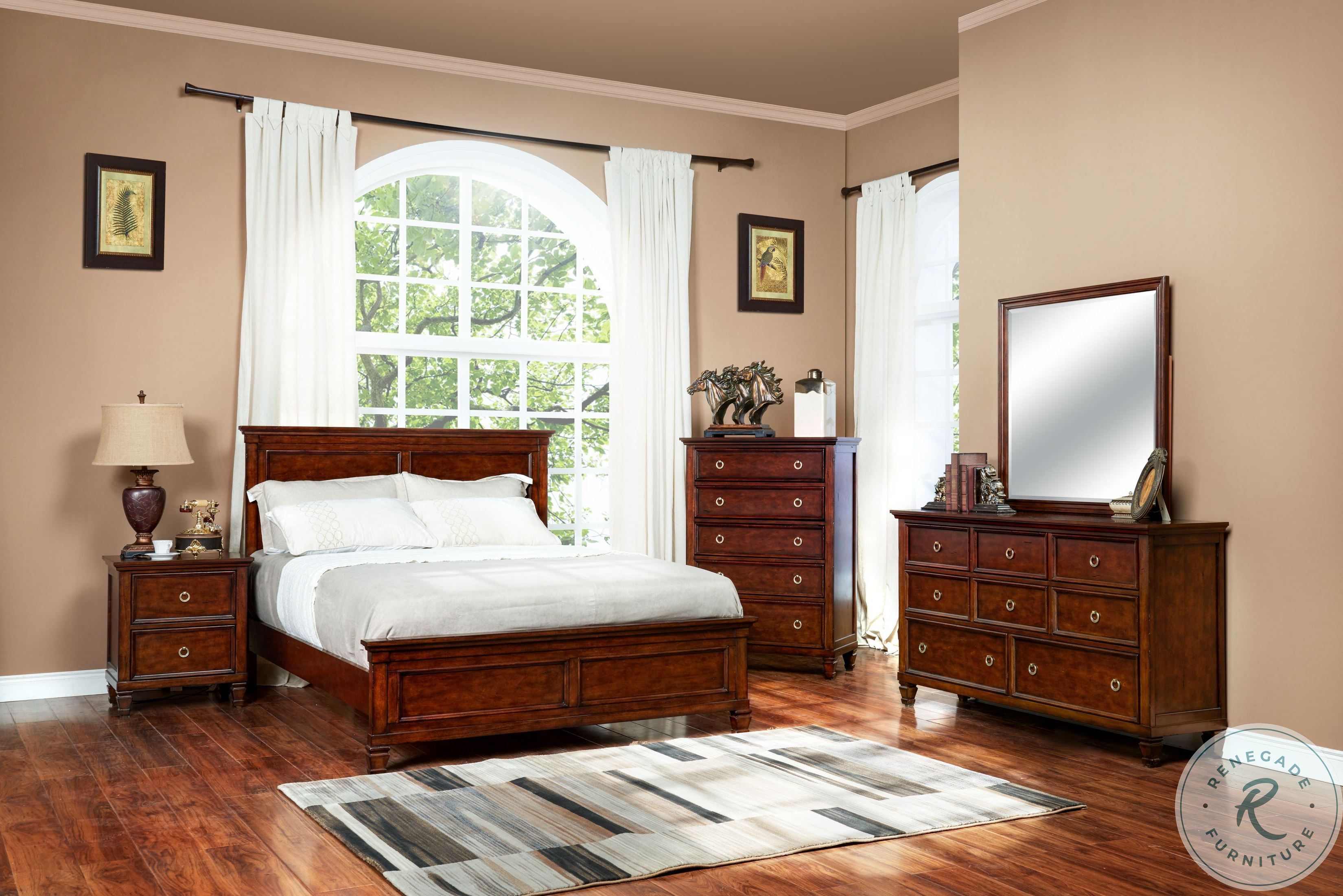 Tamarack Brown Cherry Panel Bedroom Set | HomeGalleryStores.com ...
