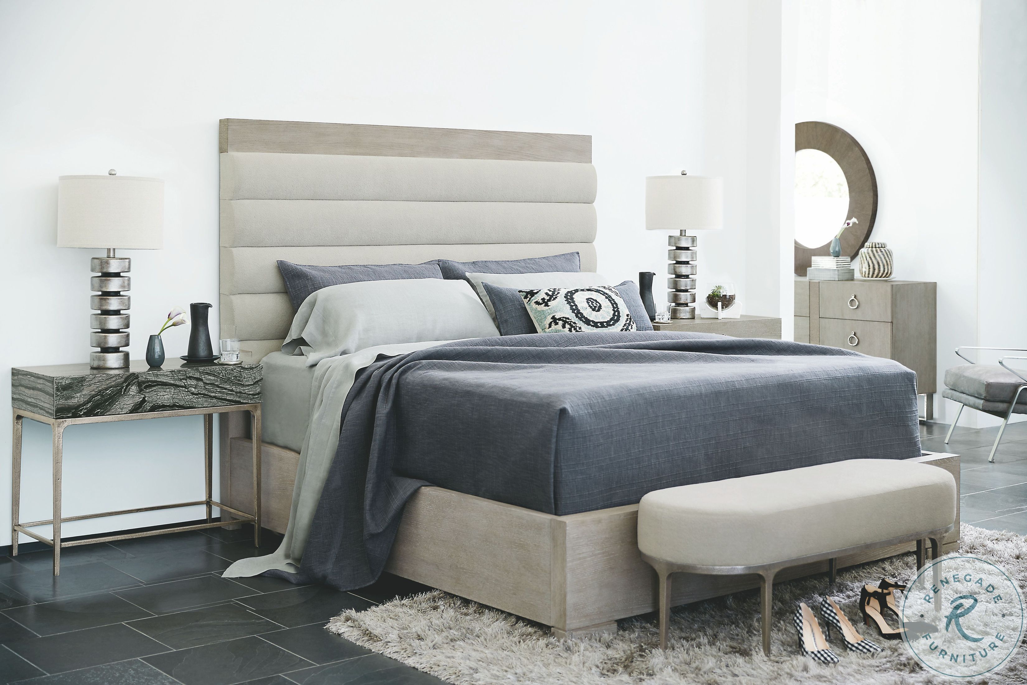 Linea Cerused Greige Panel Bedroom Set | HomeGalleryStores.com | K1106