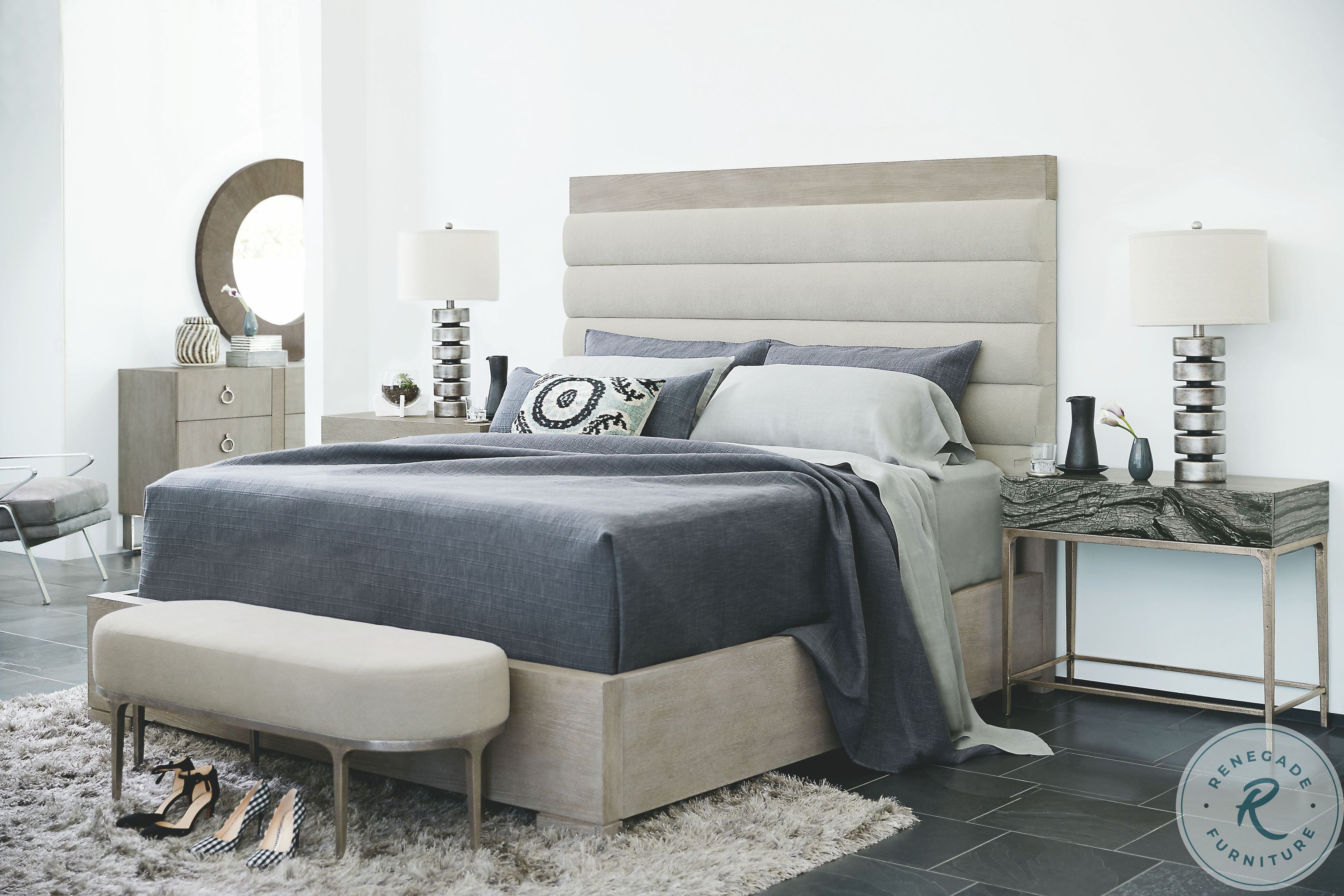 Linea Cerused Greige Panel Bedroom Set | HomeGalleryStores.com | K1106