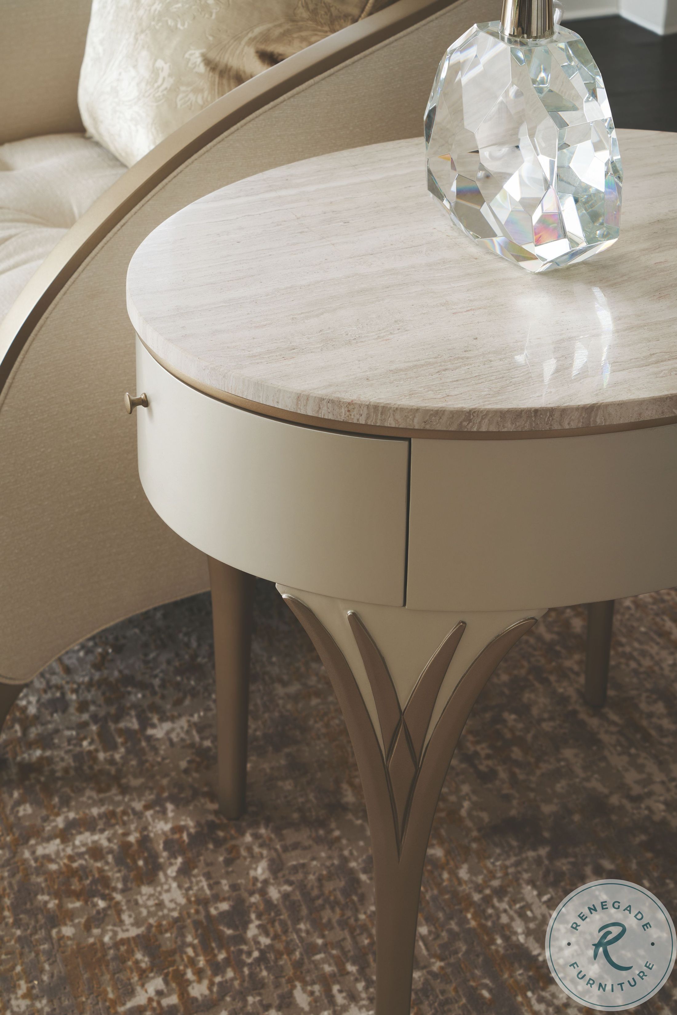 Valentina Matte Pearl And Gold Shimmer Side Table From Caracole | Home Gallery Stores