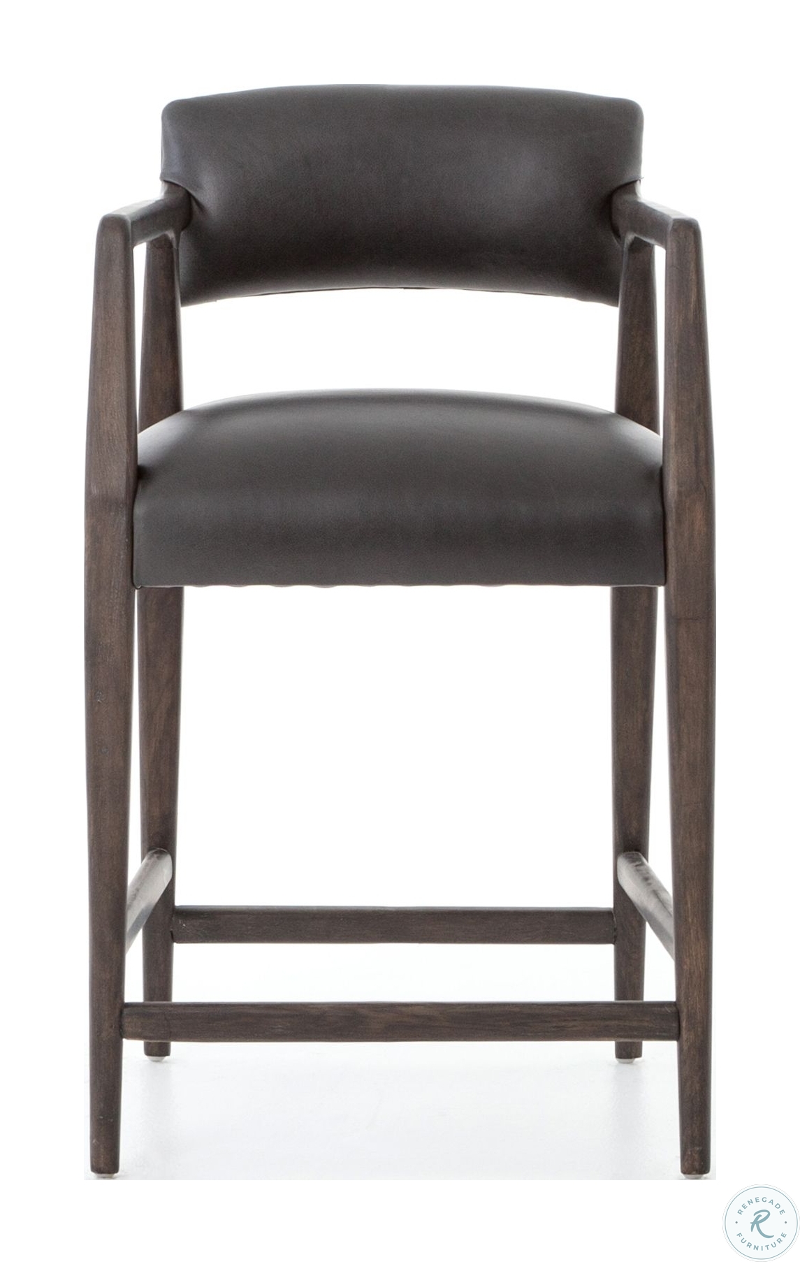 Abbott Chaps Ebony Leather Tyler Counter Stool | HomeGalleryStores.com ...