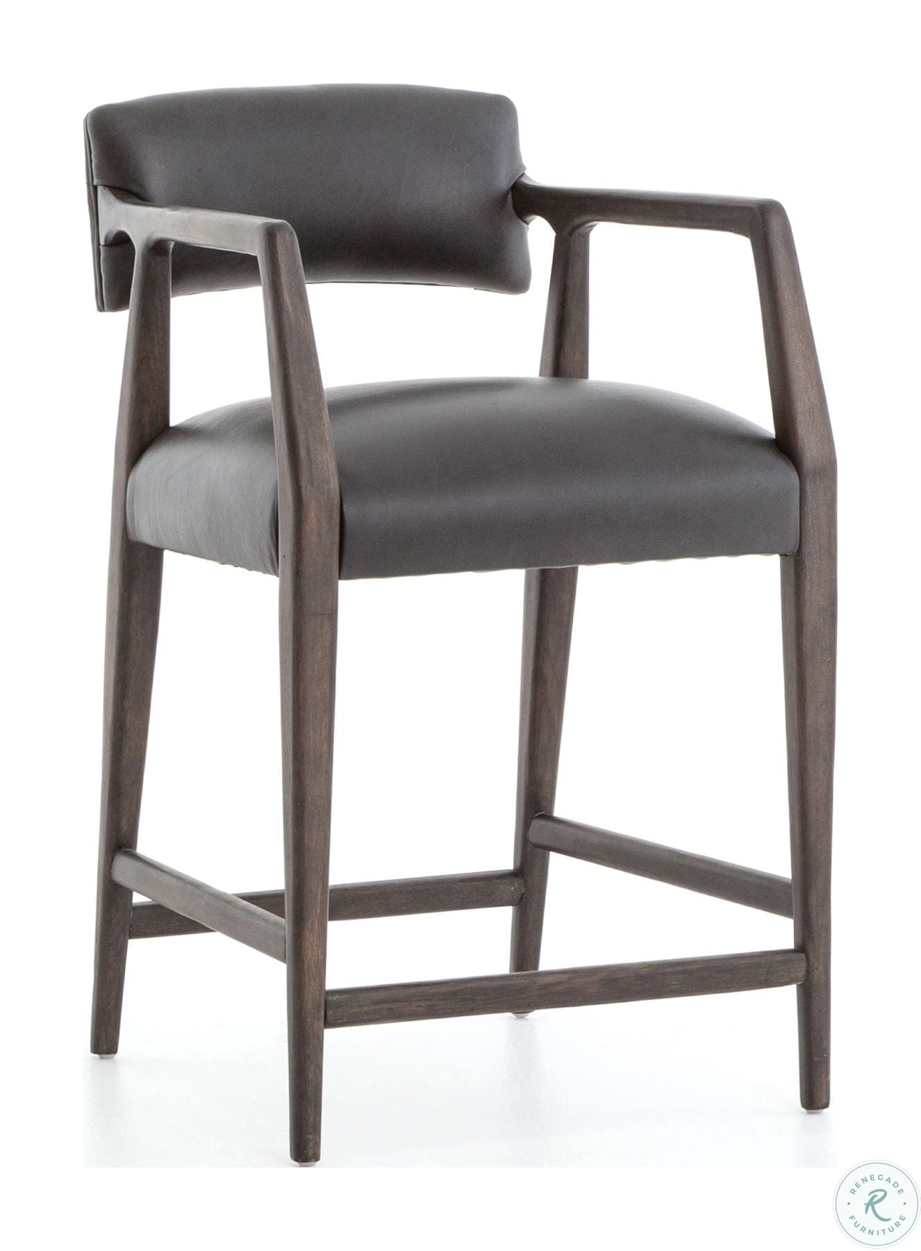 Abbott Chaps Ebony Leather Tyler Counter Stool | HomeGalleryStores.com ...