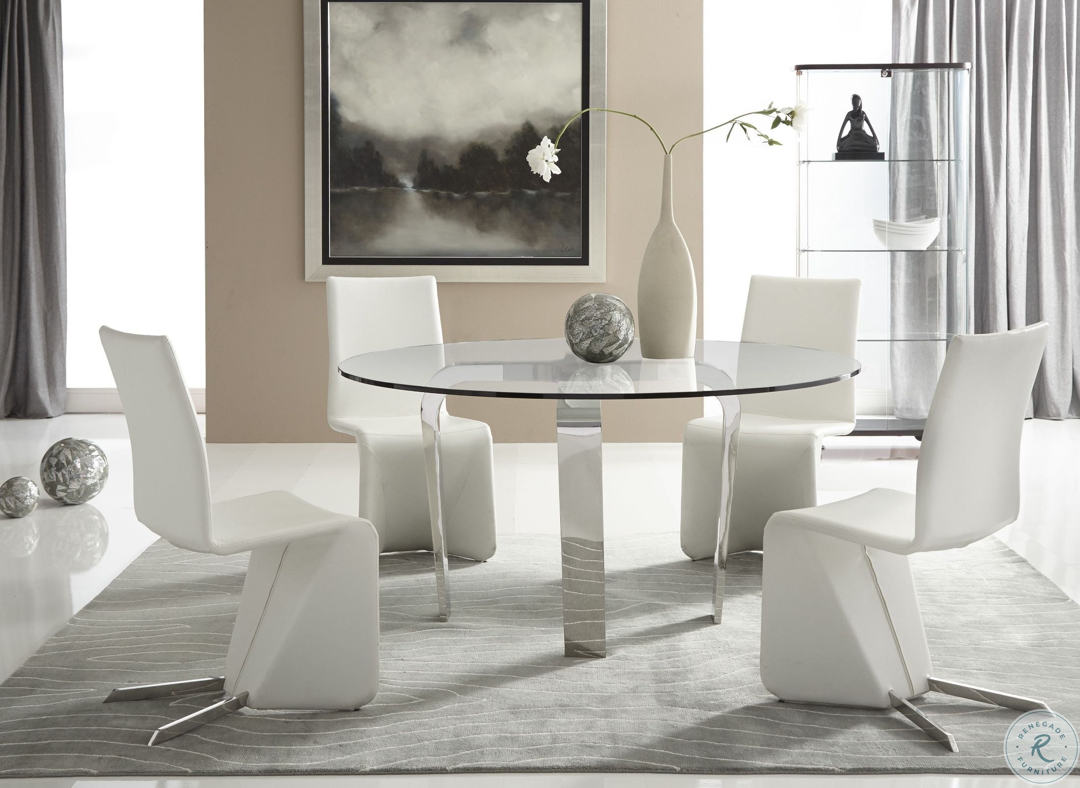 Cirrus Silver Round Dining Room Set | HomeGalleryStores.com | Cirrus-RD-DT