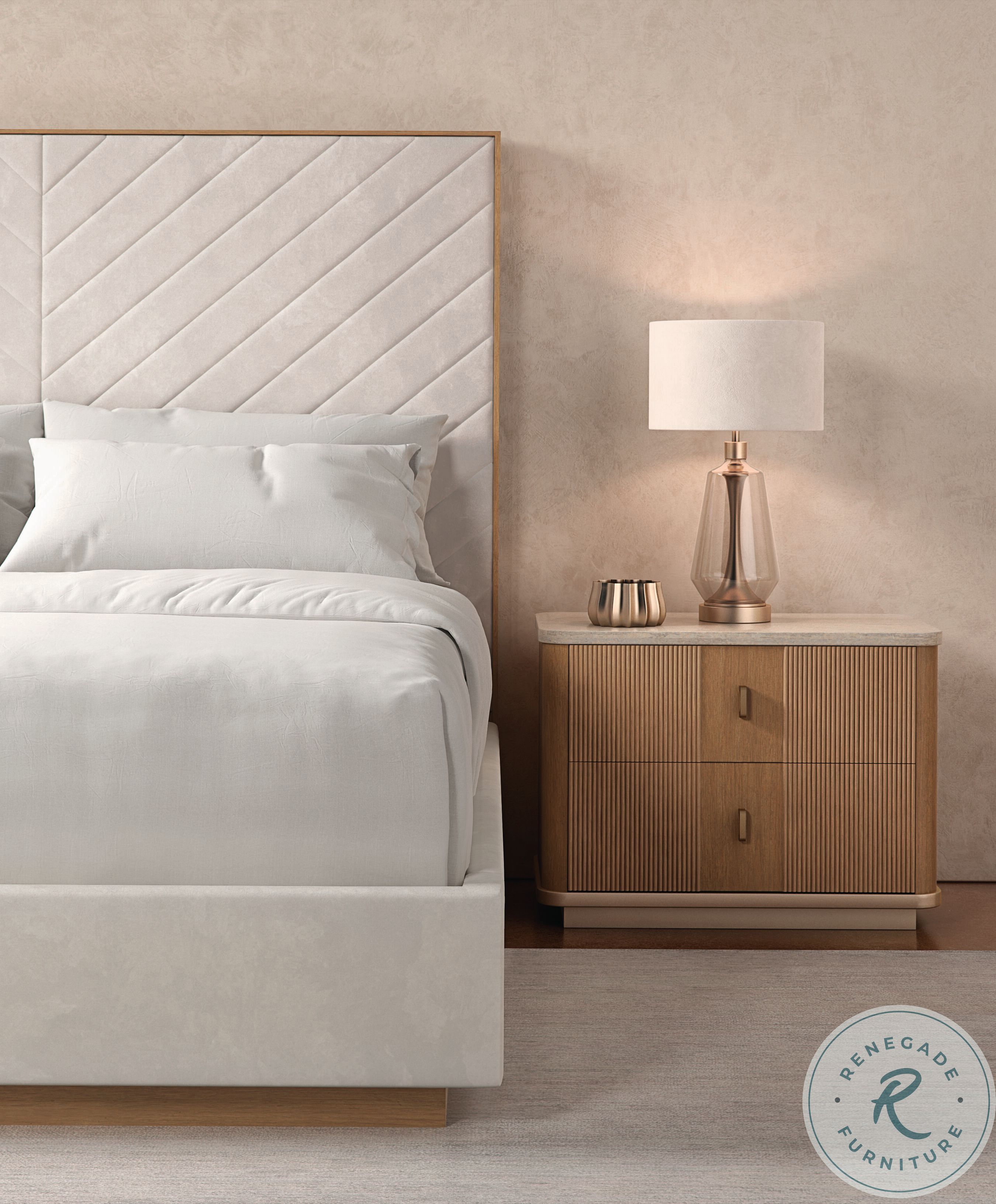 Meet U In The Middle Sun Drenched Oak Upholstered Platform Bedroom Set ...